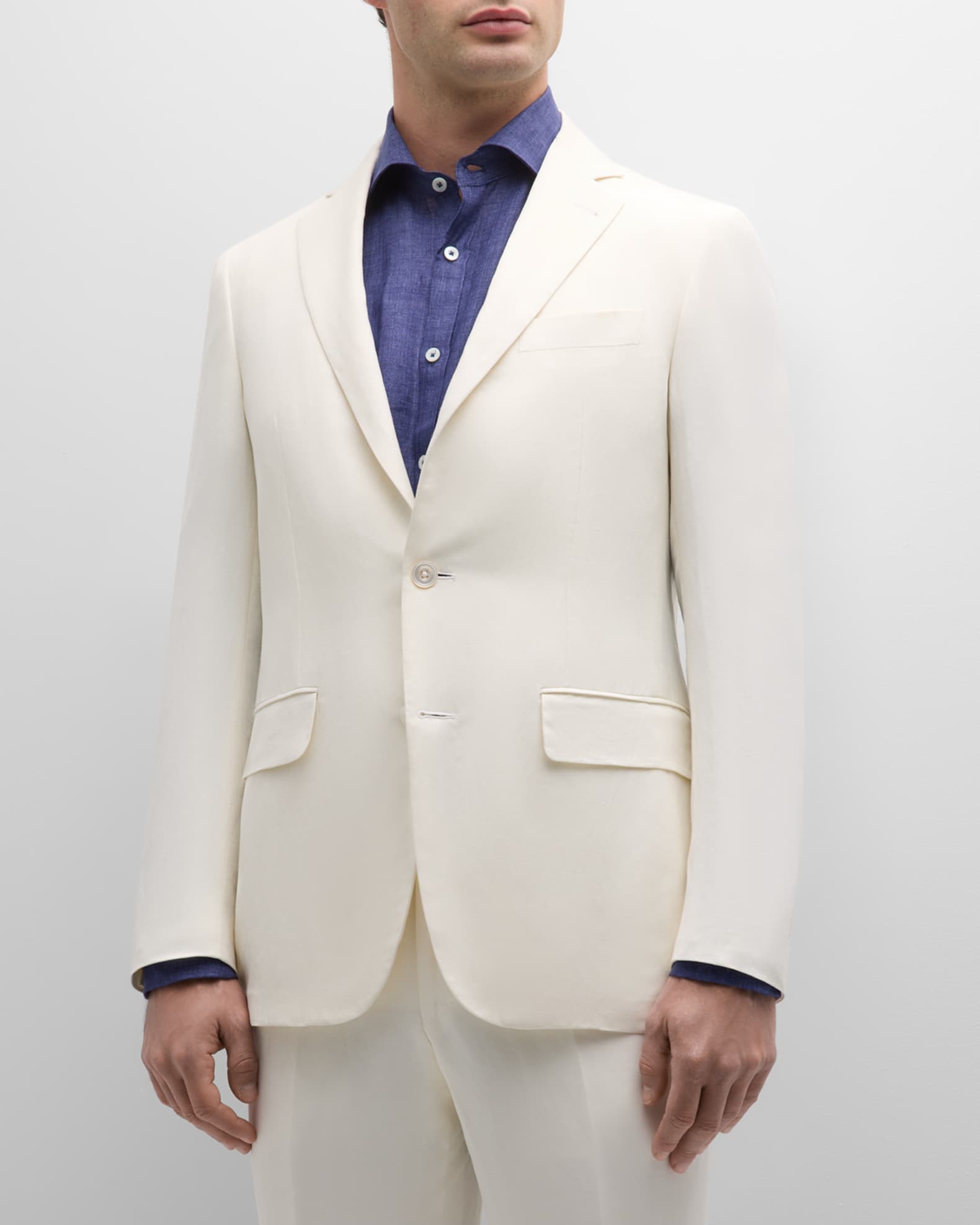 Canali Men's Linen-Silk Solid Suit | Neiman Marcus