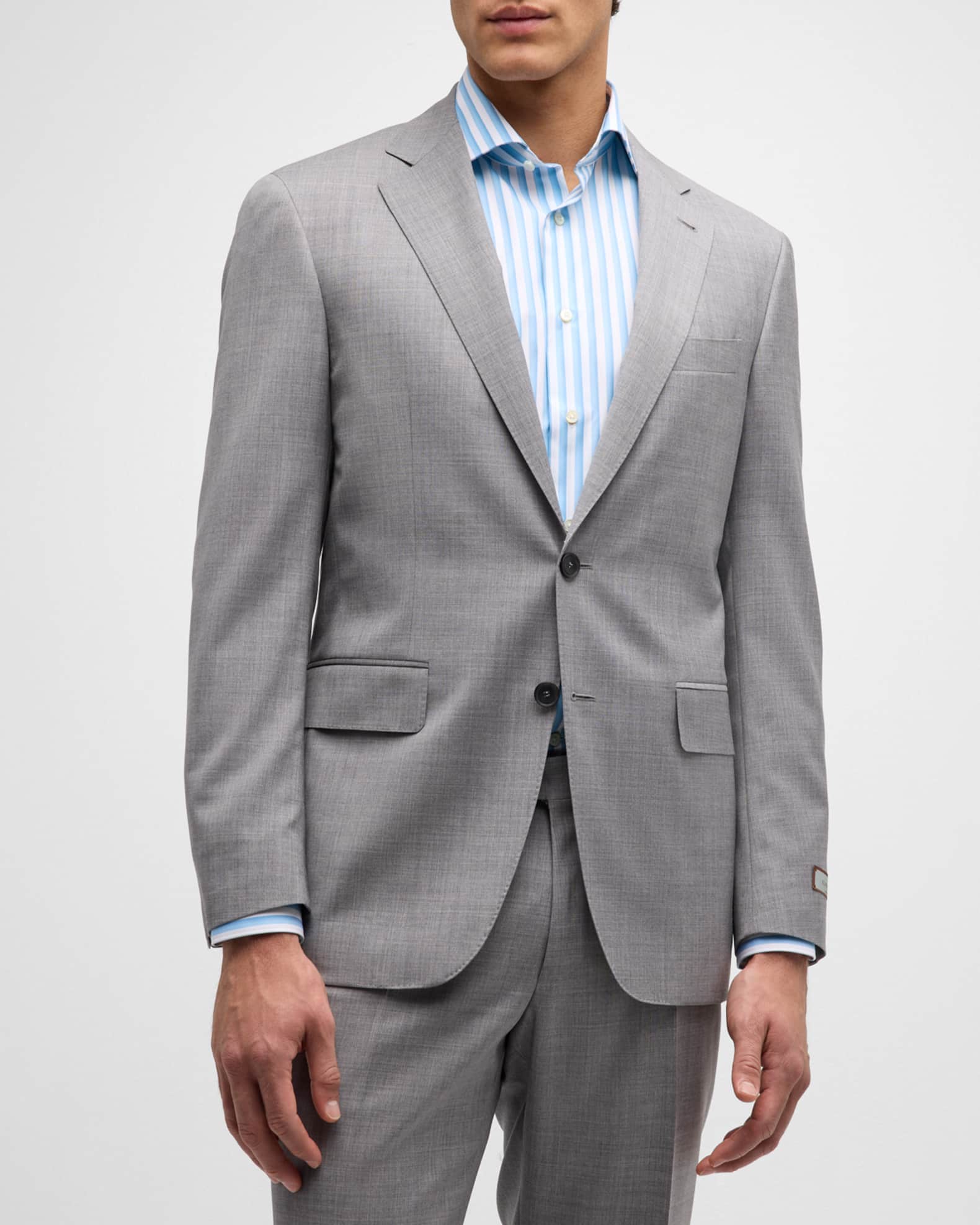 Canali Men's Super 130s Wool Heathered Suit | Neiman Marcus