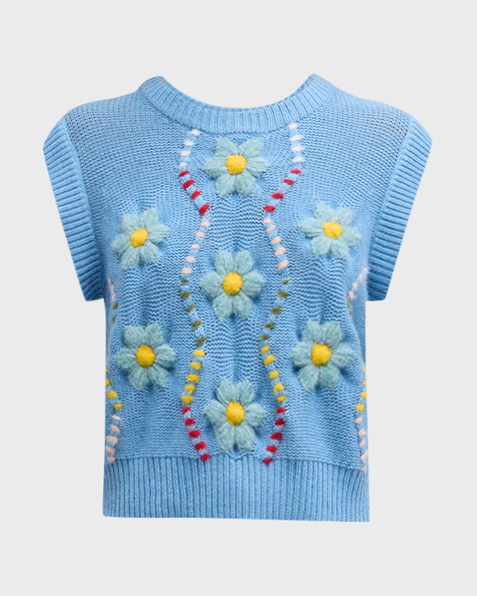 Rails Tess Floral-Embroidered Sweater Vest | Neiman Marcus