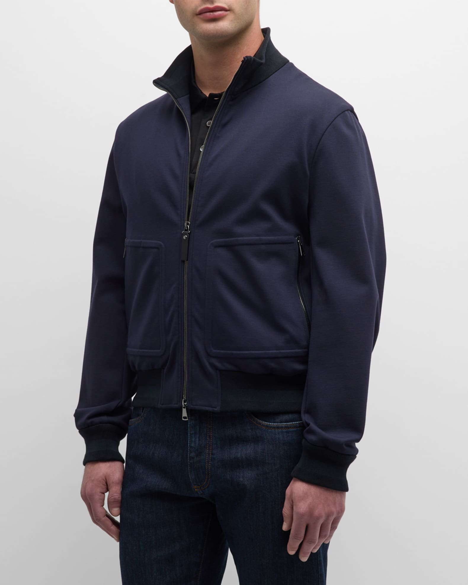 Canali Men's Full-Zip Bomber Jacket | Neiman Marcus