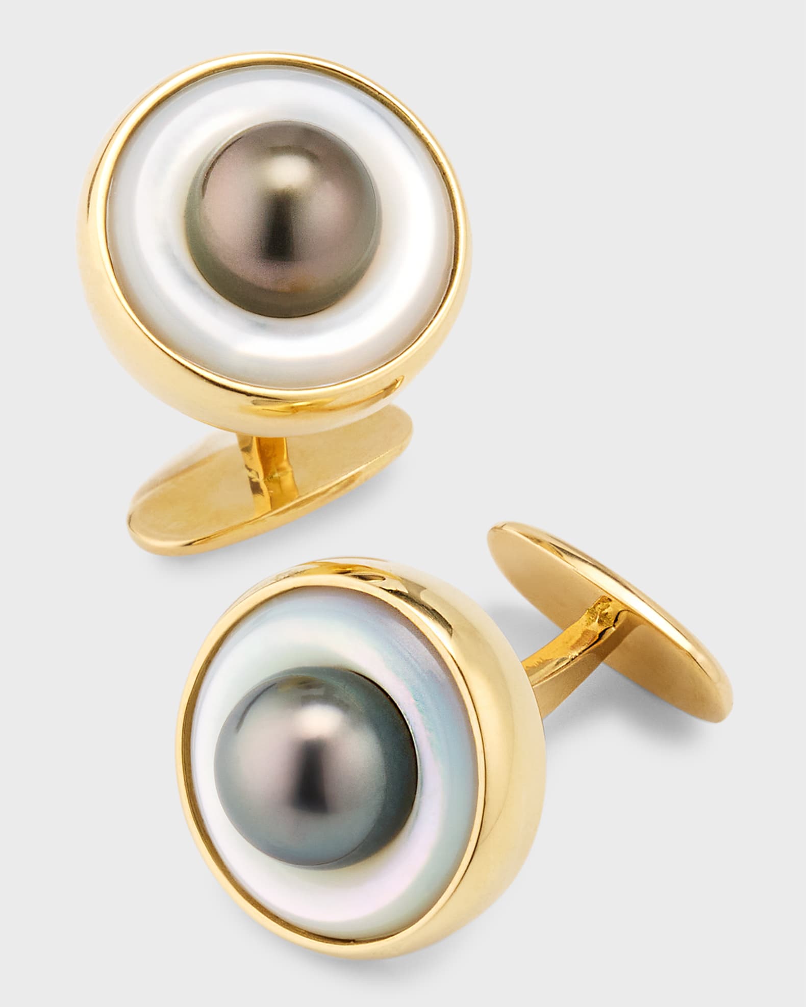 Pearls By Shari 8mm Tahitian Pearl and 18K Gold Cufflinks | Neiman Marcus