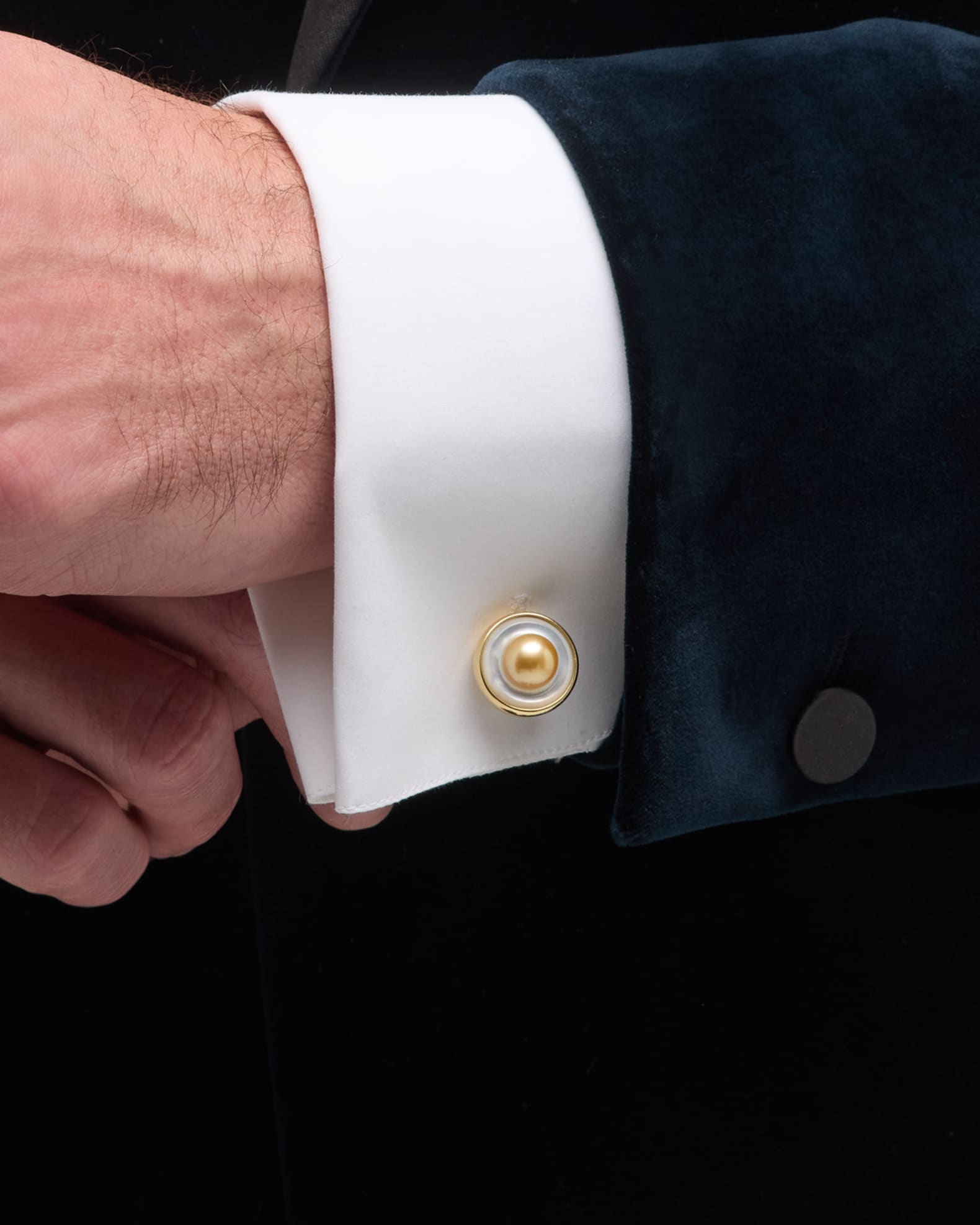 Pearls By Shari 8mm Golden South Sea Pearl Cufflinks | Neiman Marcus