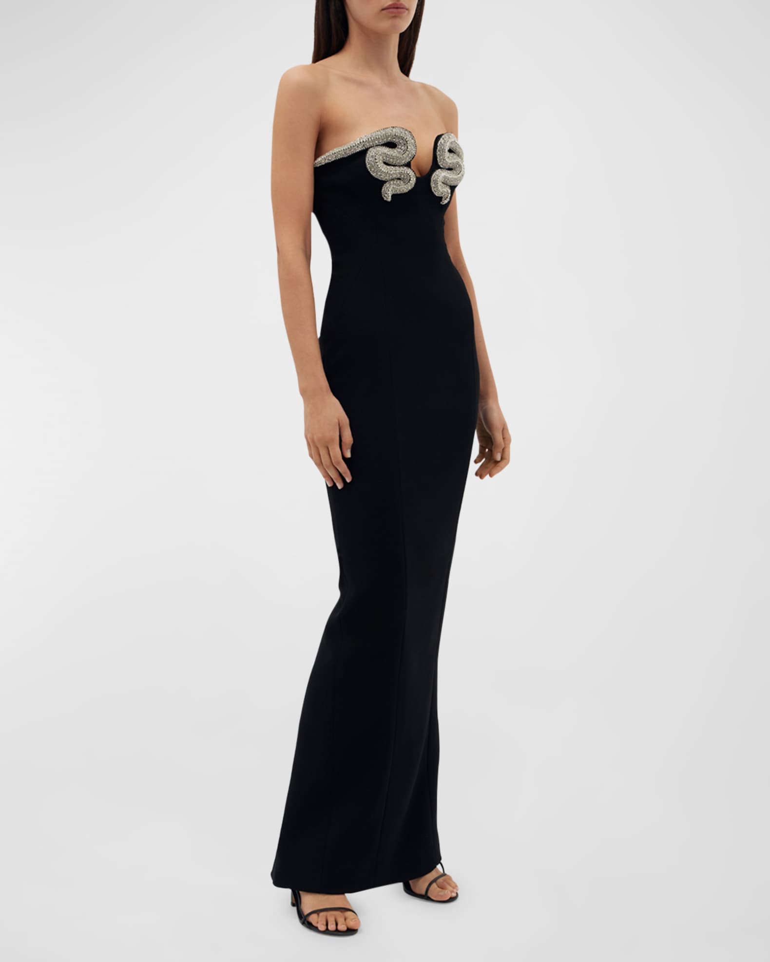 Rachel Gilbert Lukas Crystal-Snake Strapless Column Gown | Neiman Marcus
