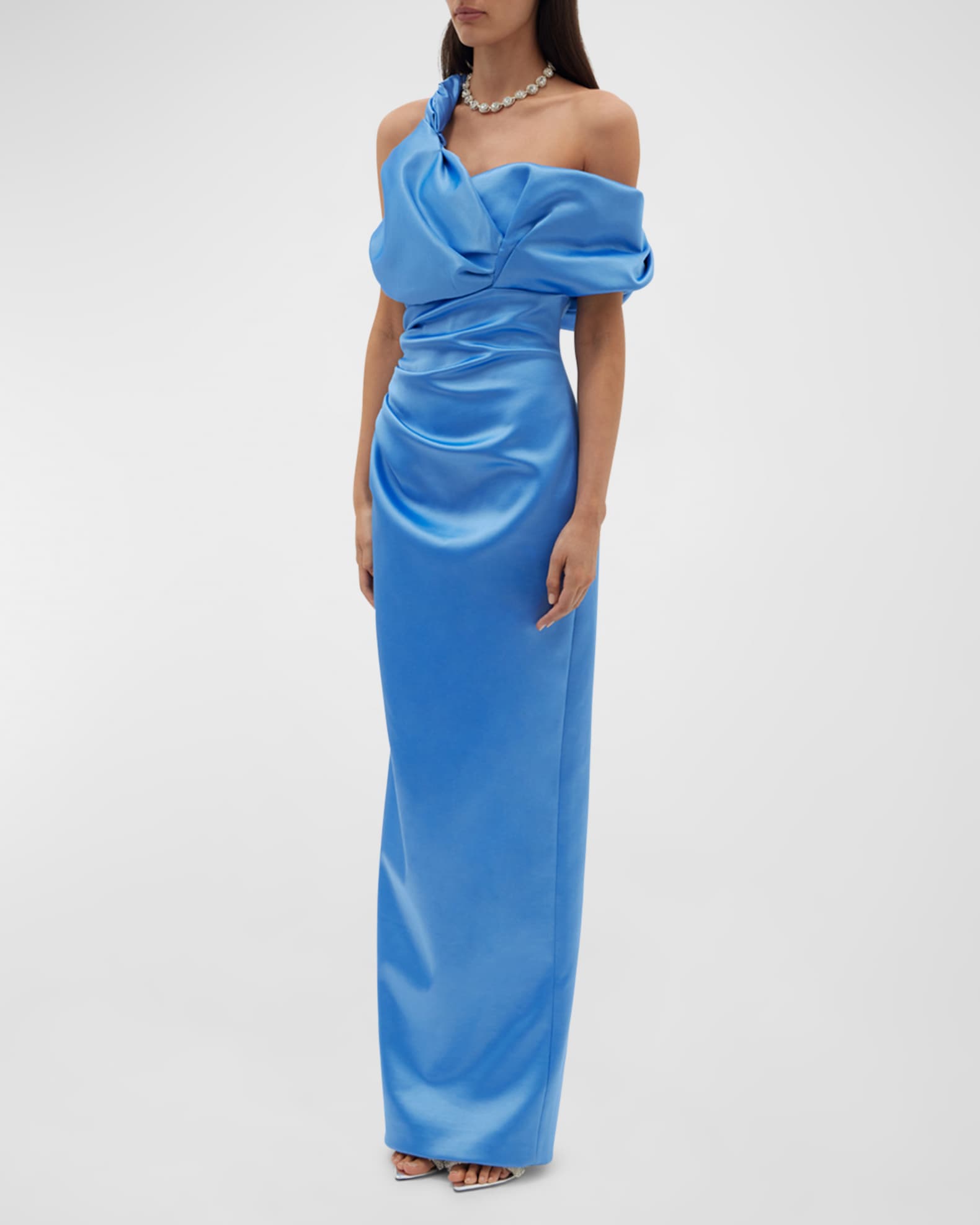 Rachel Gilbert Larna Draped One-Shoulder Column Gown | Neiman Marcus