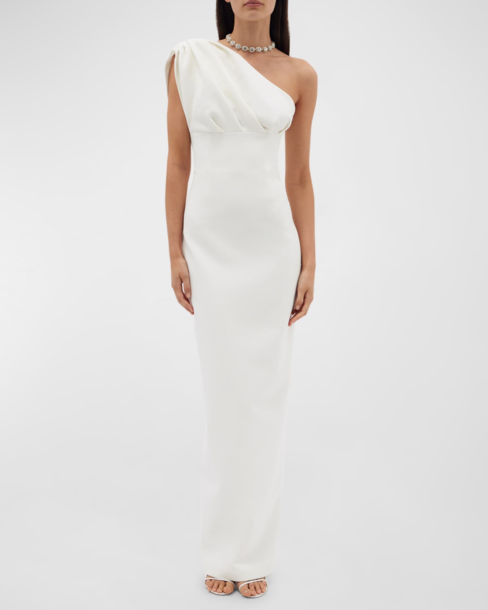 Rachel Gilbert Winnie Draped One-Shoulder Column Gown | Neiman Marcus