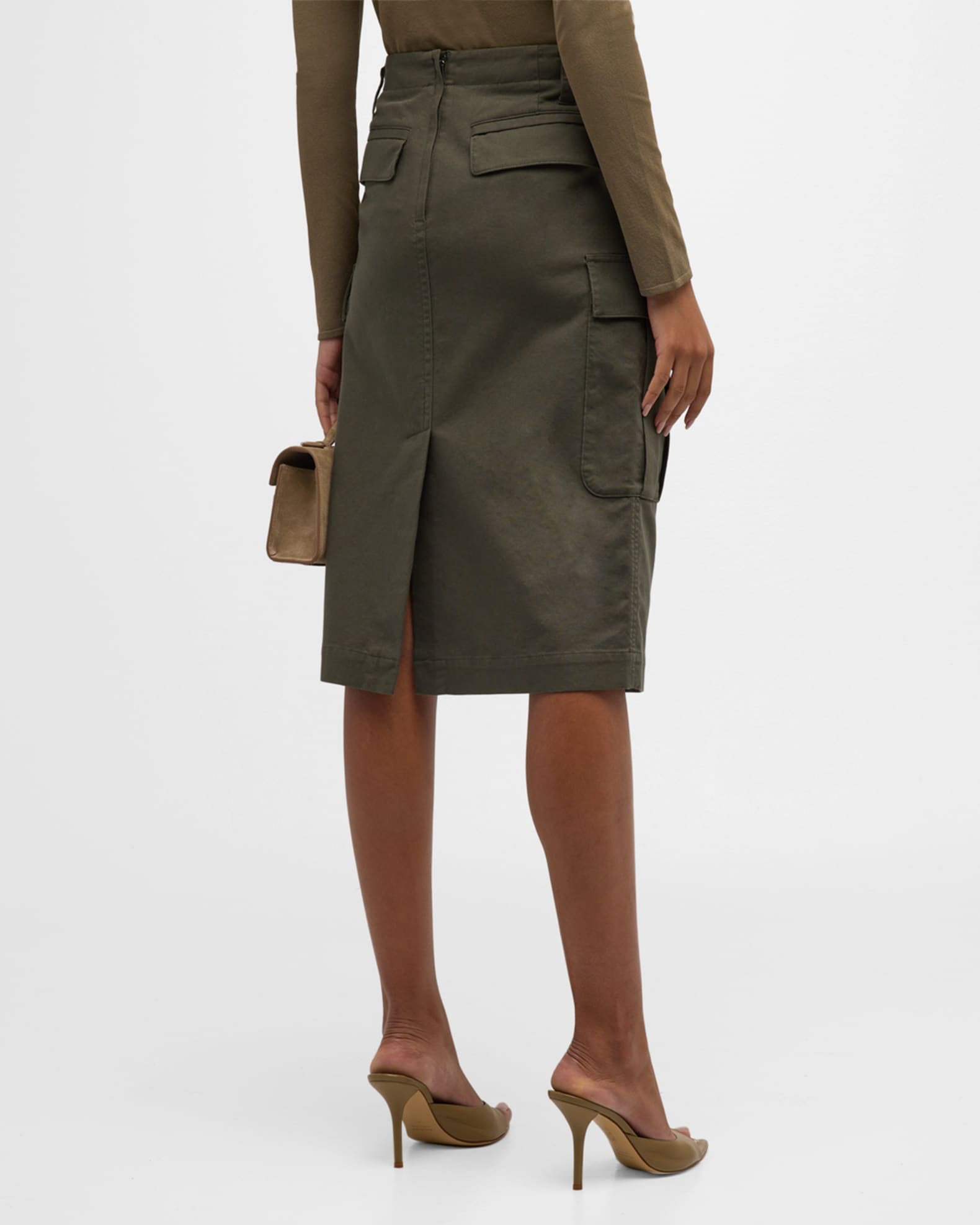 Vince Utility Knee-Length Cargo Skirt | Neiman Marcus