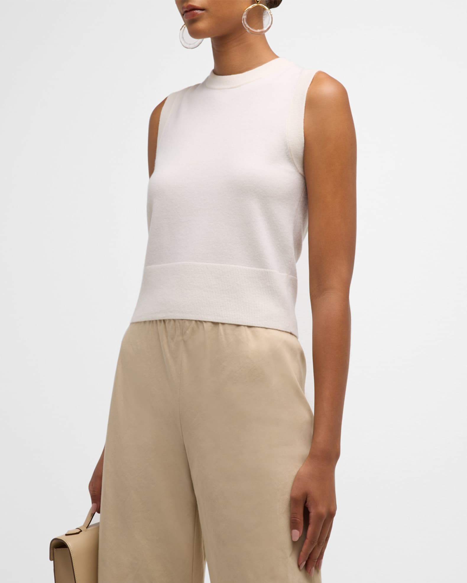 Wool Cashmere Crewneck Shell Top | Neiman Marcus