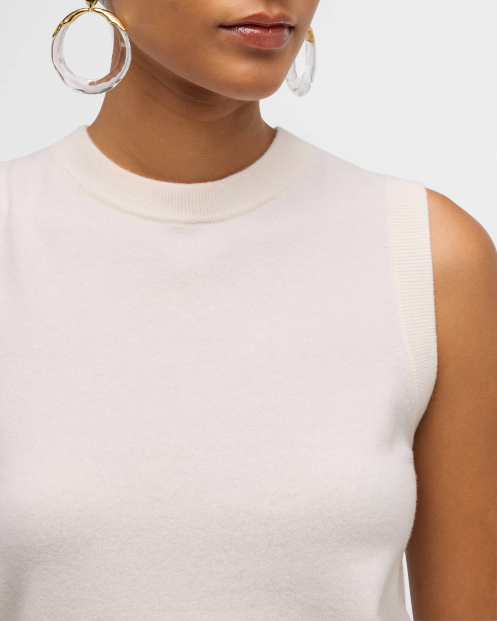 Wool Cashmere Crewneck Shell Top | Neiman Marcus