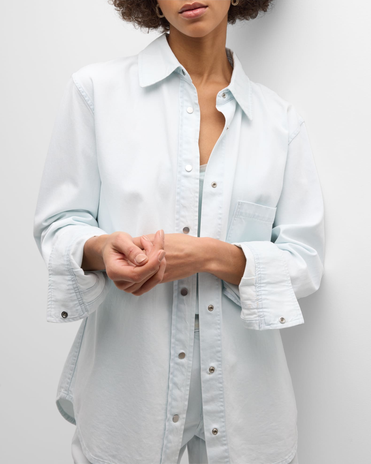 Vince Snap-Front Cotton Twill Overshirt | Neiman Marcus