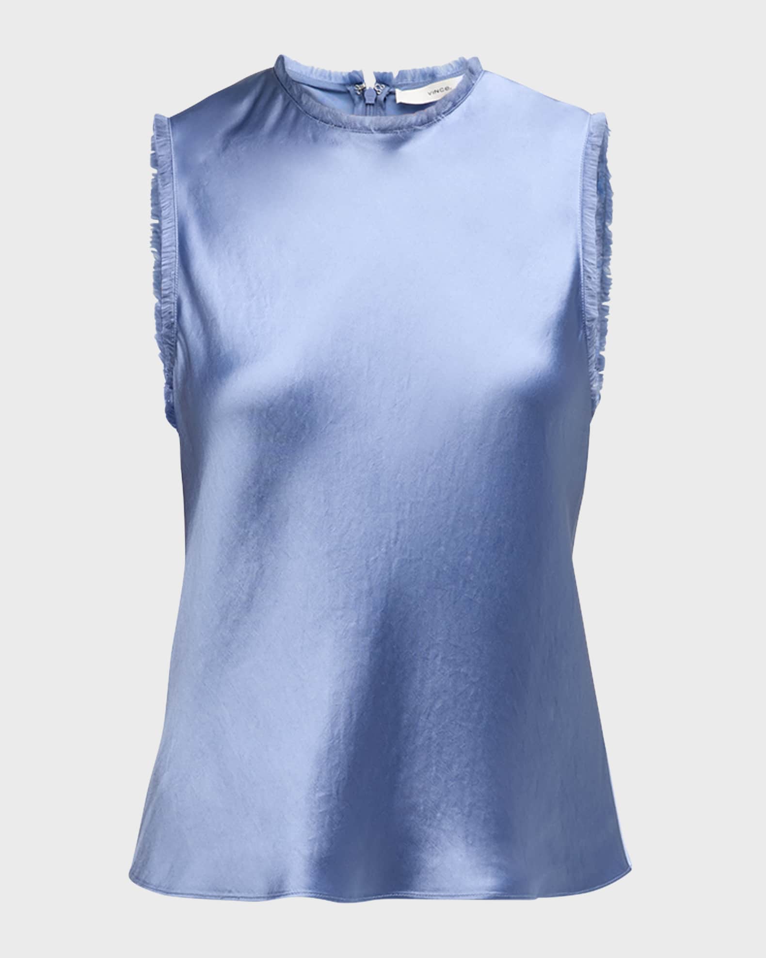 Vince Frayed-Edge Crushed Satin Shell Top | Neiman Marcus