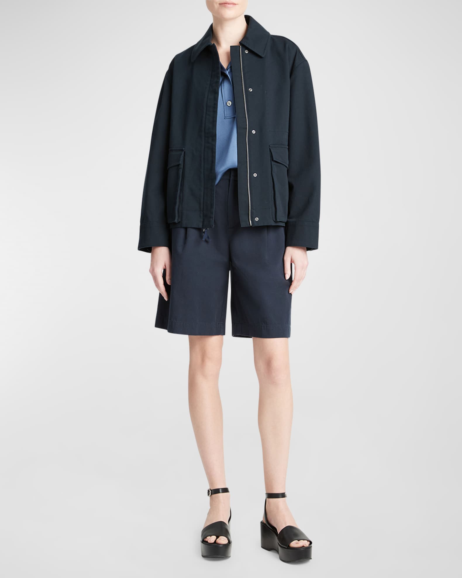 Vince Utility Poplin Zip-Front Jacket | Neiman Marcus