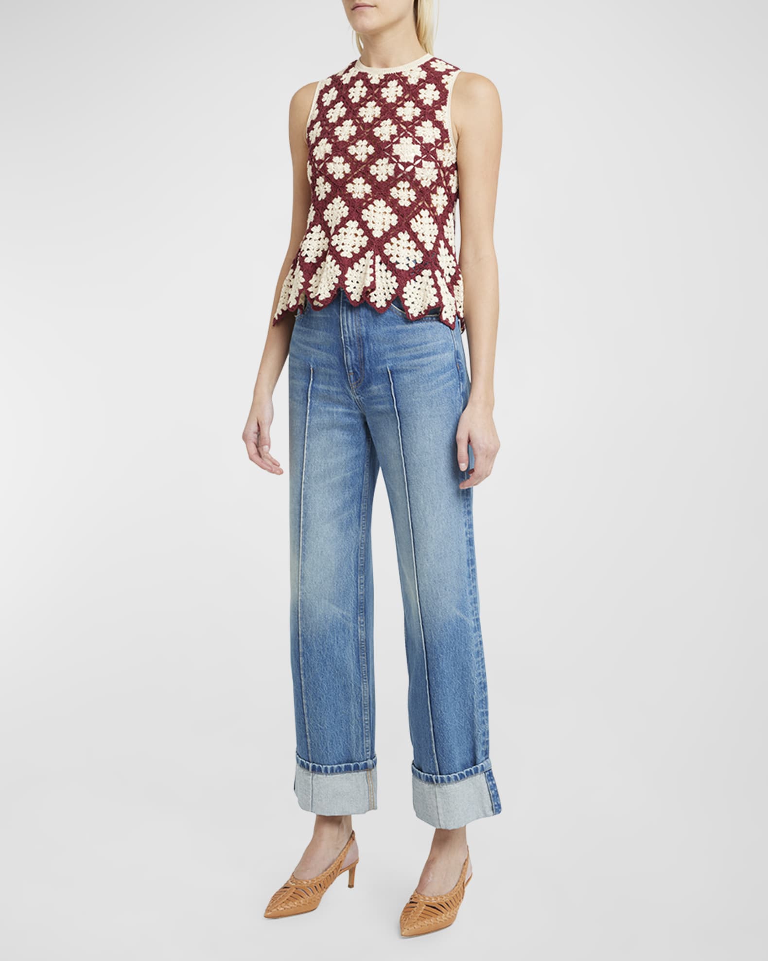 Ulla Johnson Boden Floral Crochet Sleeveless Top | Neiman Marcus