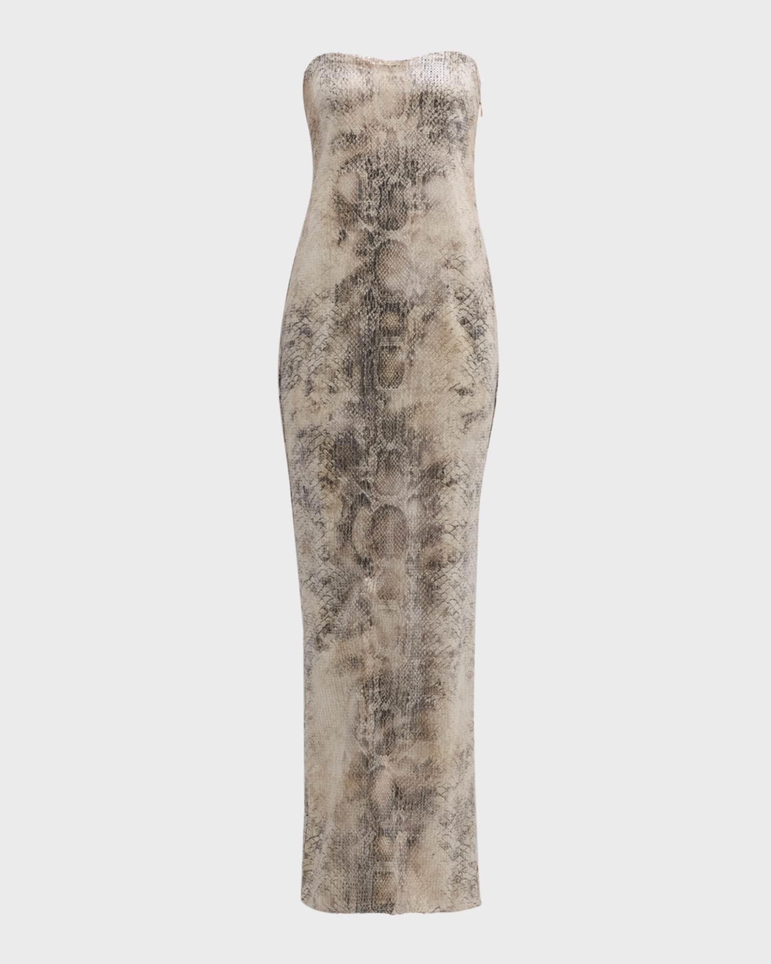 Retrofete Winslow Sequin Snake-Print Strapless Maxi Dress | Neiman Marcus