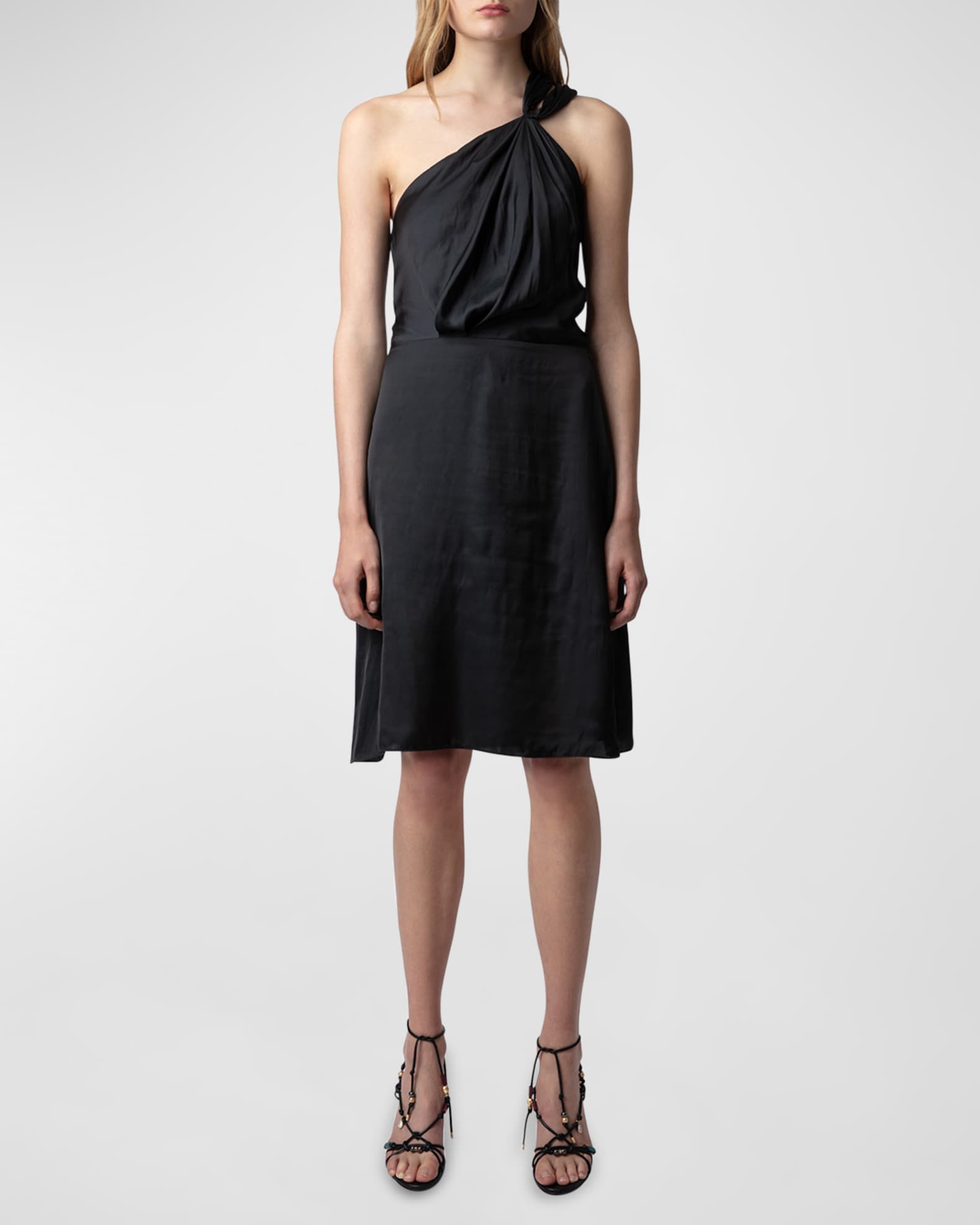 Zadig & Voltaire Razal Satin One-Shoulder Dress | Neiman Marcus