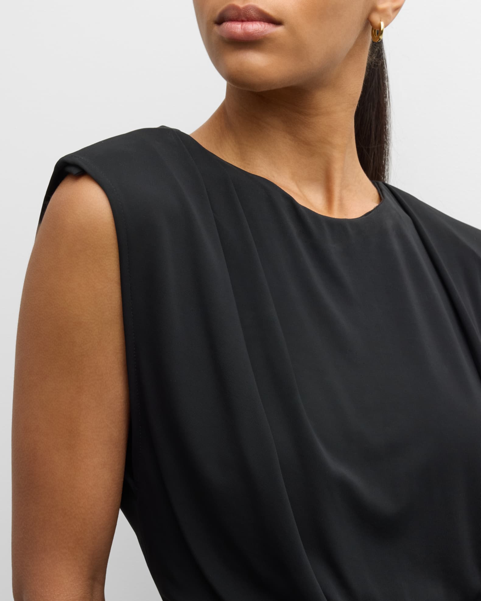 SIMKHAI Daton Sleeveless Draped Cinched-Waist Top | Neiman Marcus