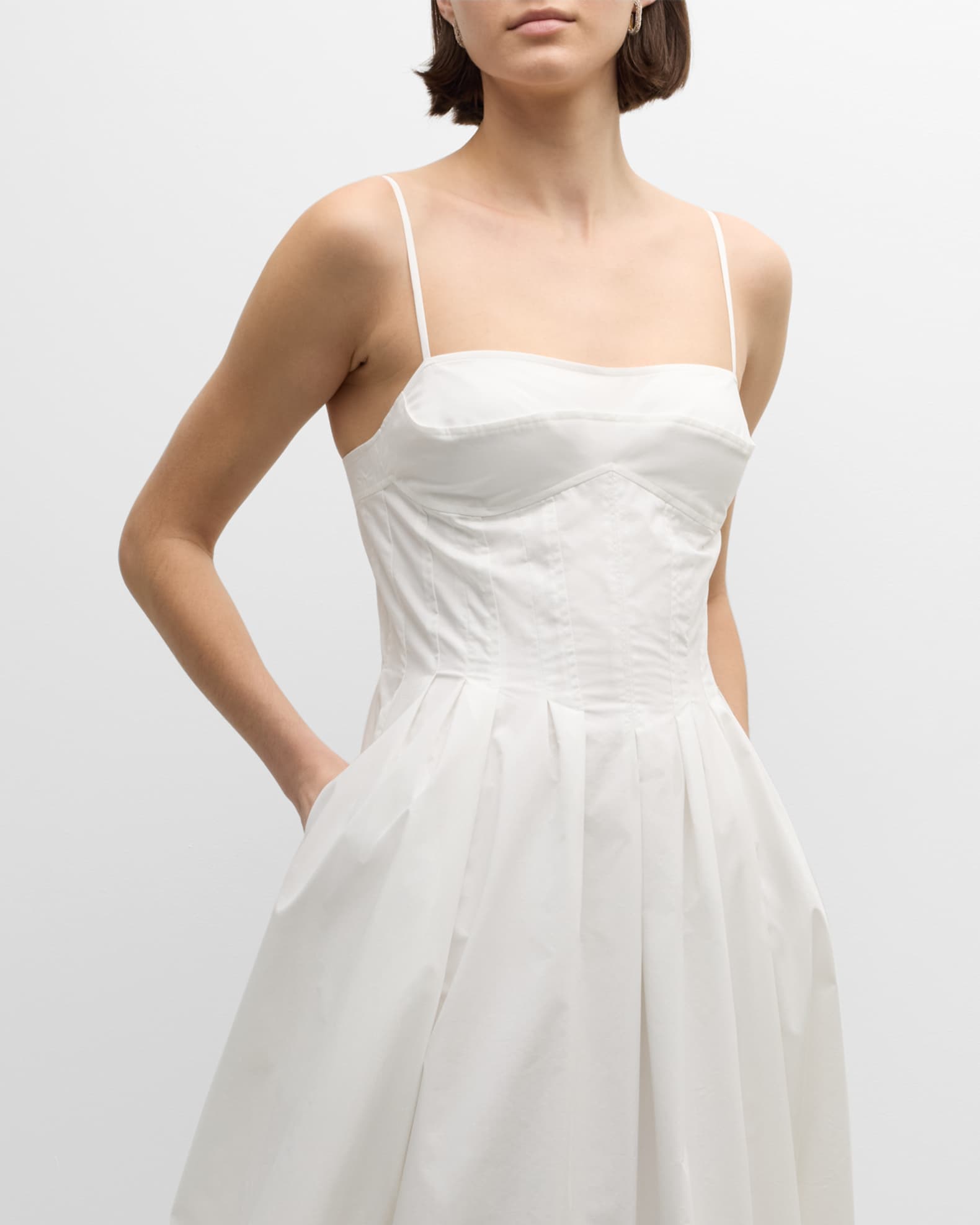 SIMKHAI Kittiya Sleeveless A-Line Midi Bustier Dress | Neiman Marcus