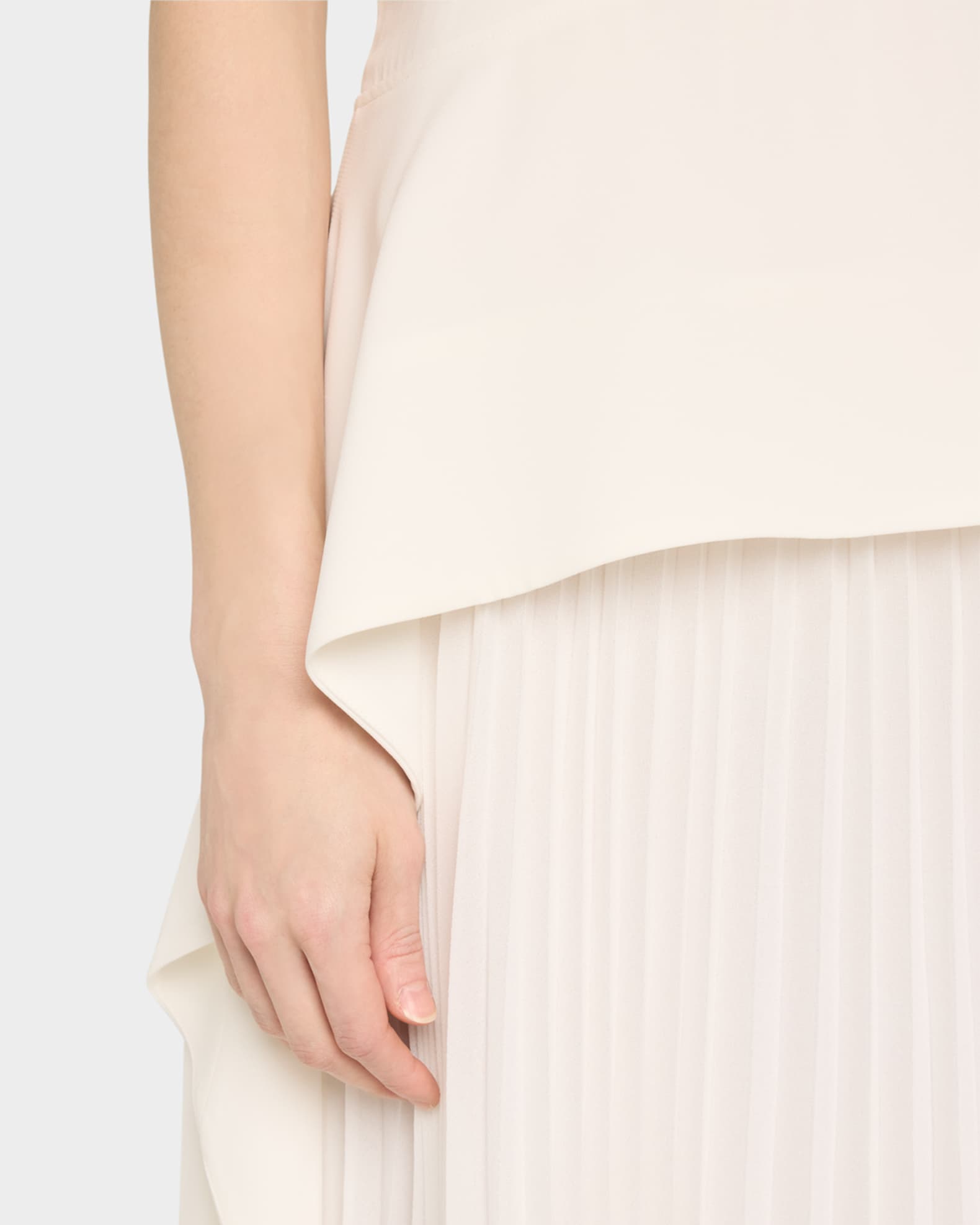 SIMKHAI Sequoia Pleated Combo Sleeveless V-Neck Midi Dress | Neiman Marcus