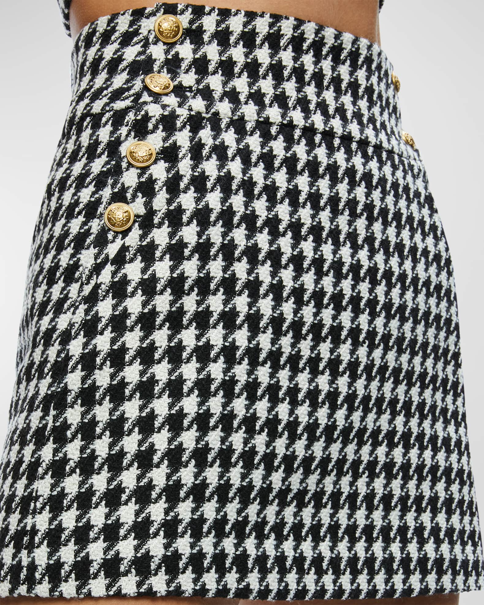 Alice + Olivia Donald High-Rise Side-Button Mini Skirt | Neiman Marcus