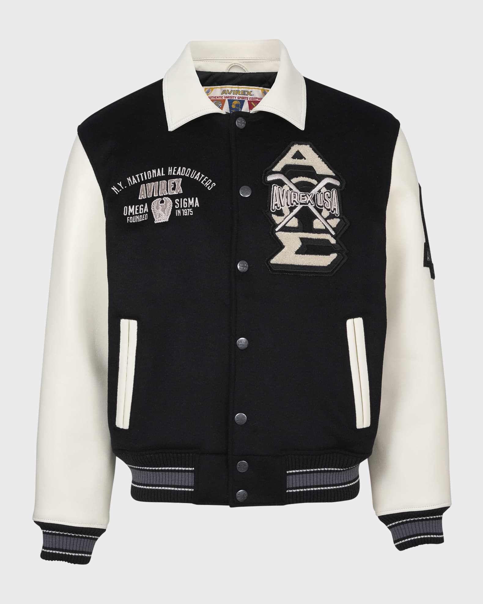 AVIREX Men's Omega Wool Leather Varsity Jacket | Neiman Marcus