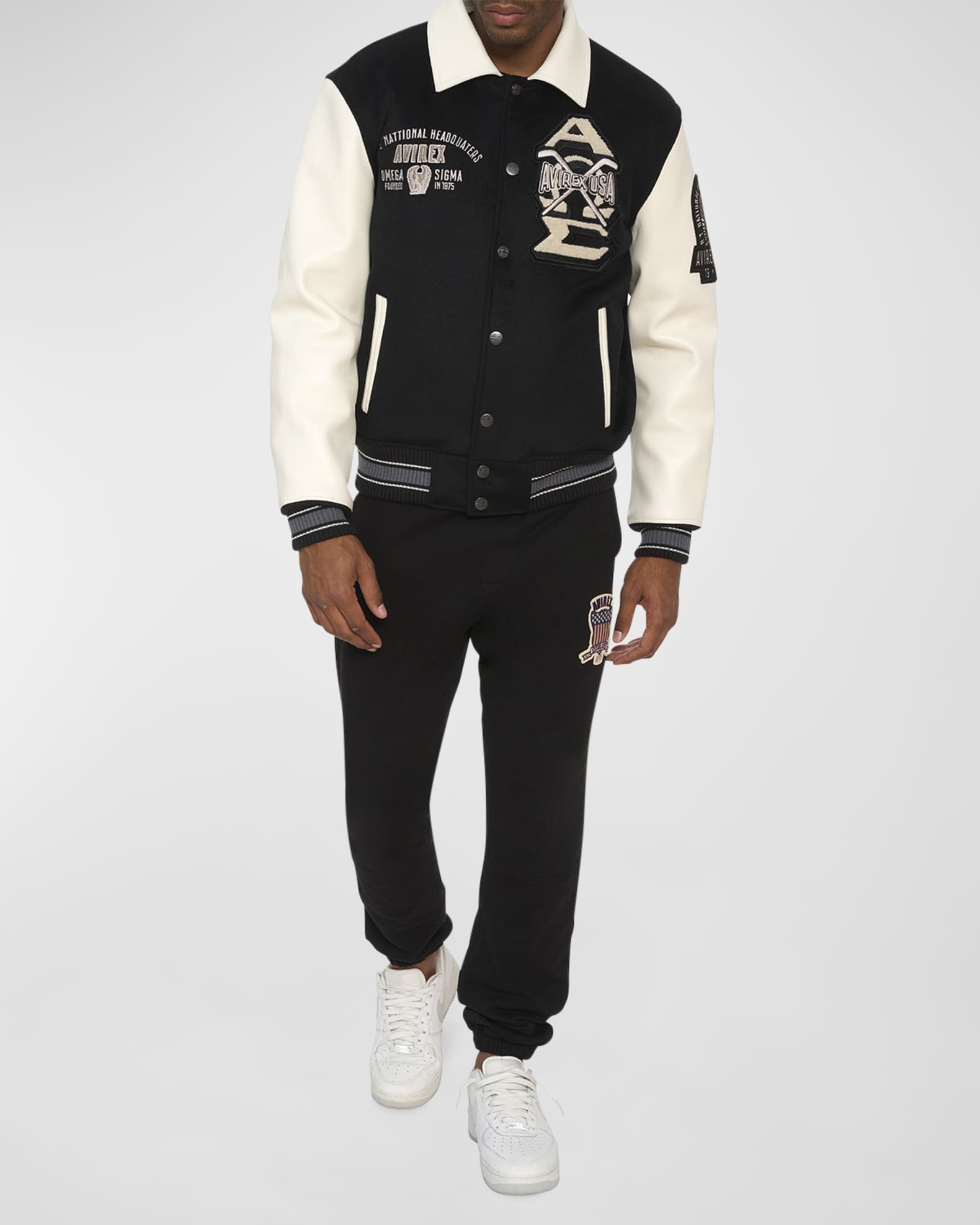 AVIREX Men's Omega Wool Leather Varsity Jacket | Neiman Marcus