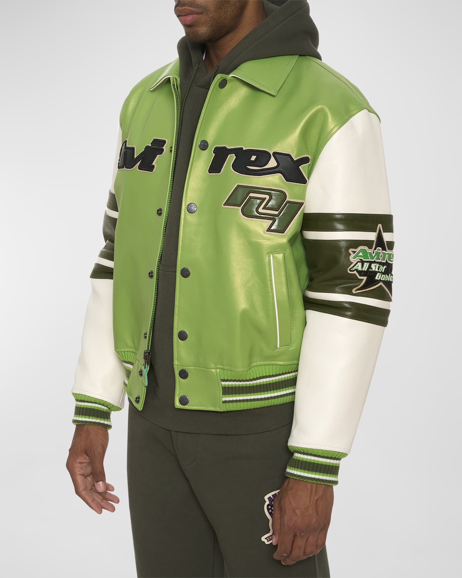 AVIREX Men's Stars And Stripe Leather Bomber Jacket | Neiman Marcus