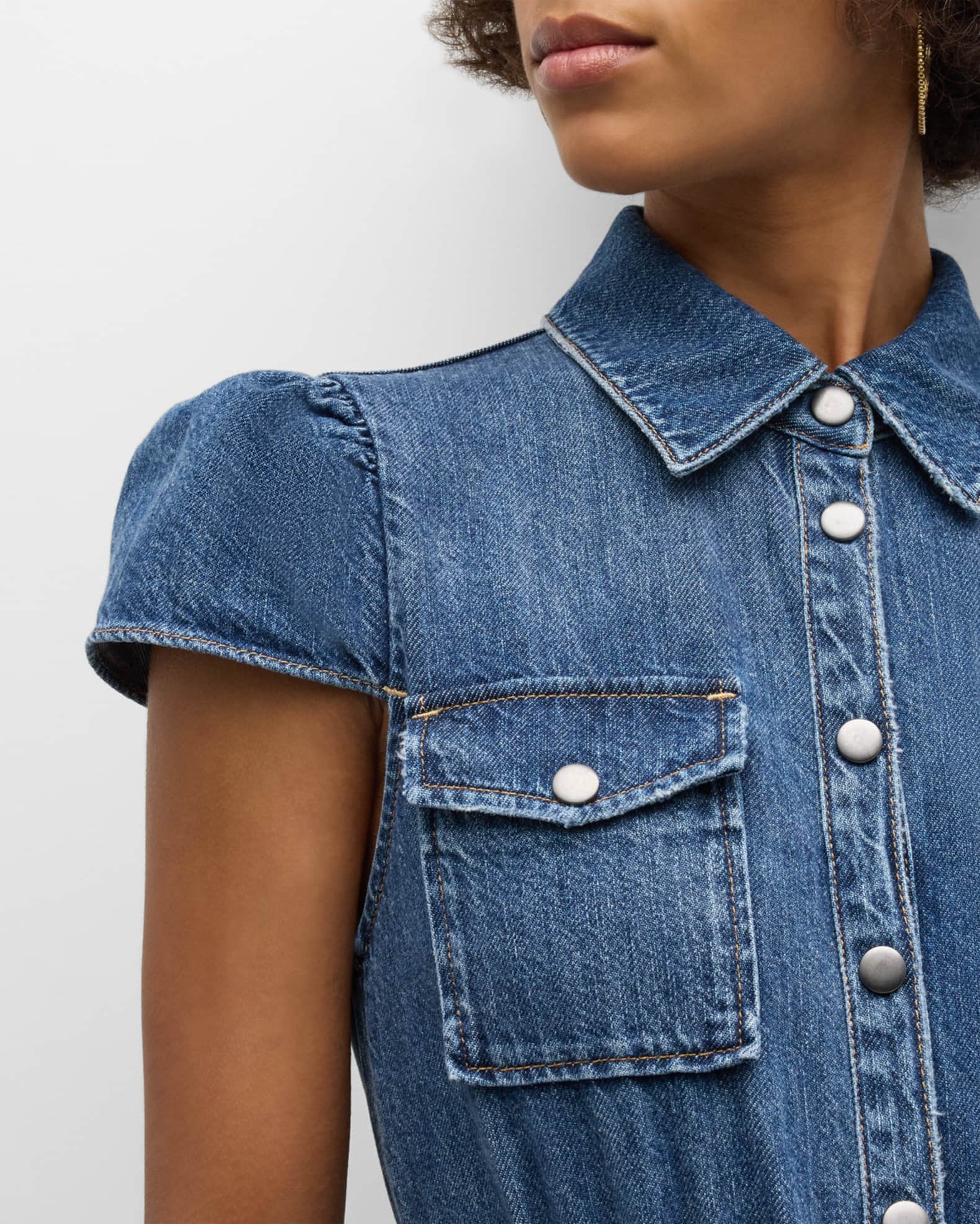 Alice + Olivia Miranda Tiered Denim Maxi Dress | Neiman Marcus