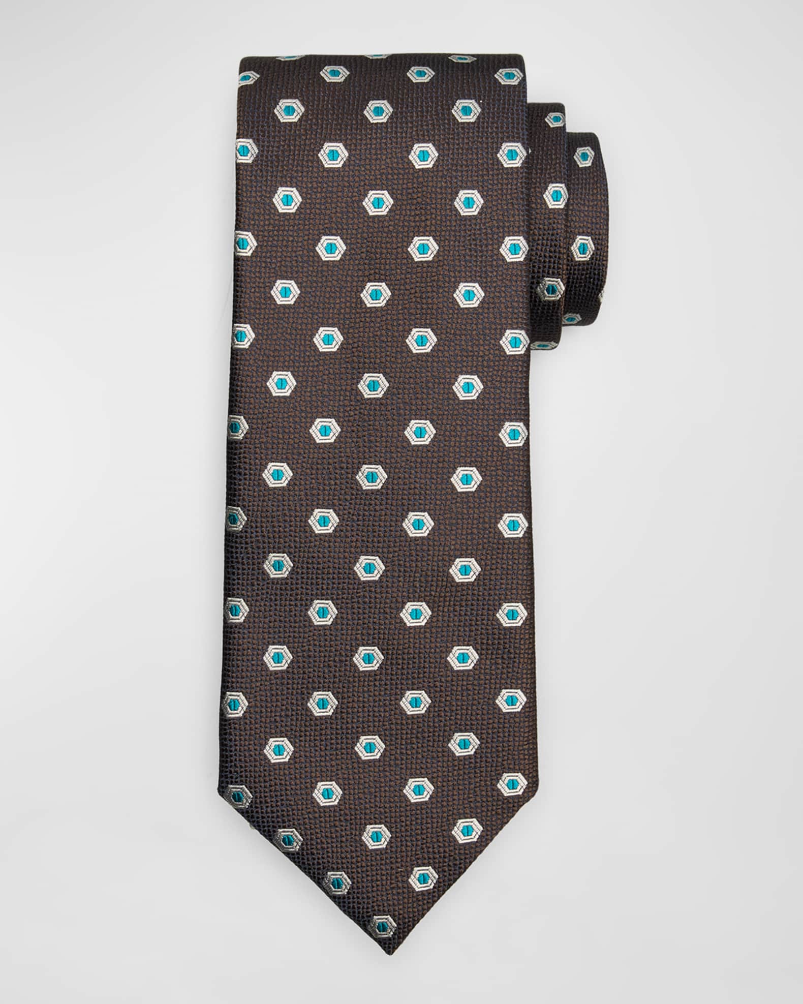 Canali Men's Silk Hexagon Jacquard Tie | Neiman Marcus