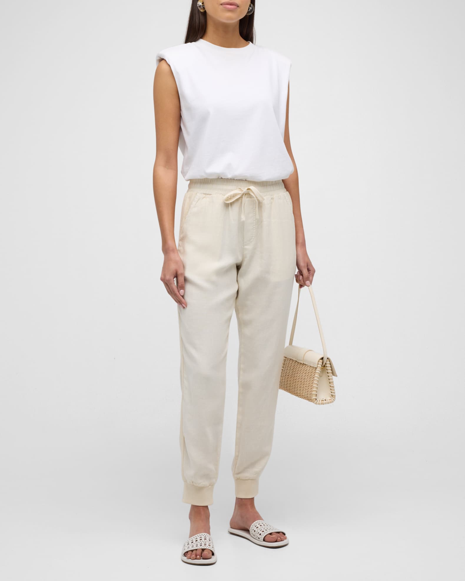 Splendid Mariella Linen-Blend Drawstring Jogger Pants | Neiman Marcus
