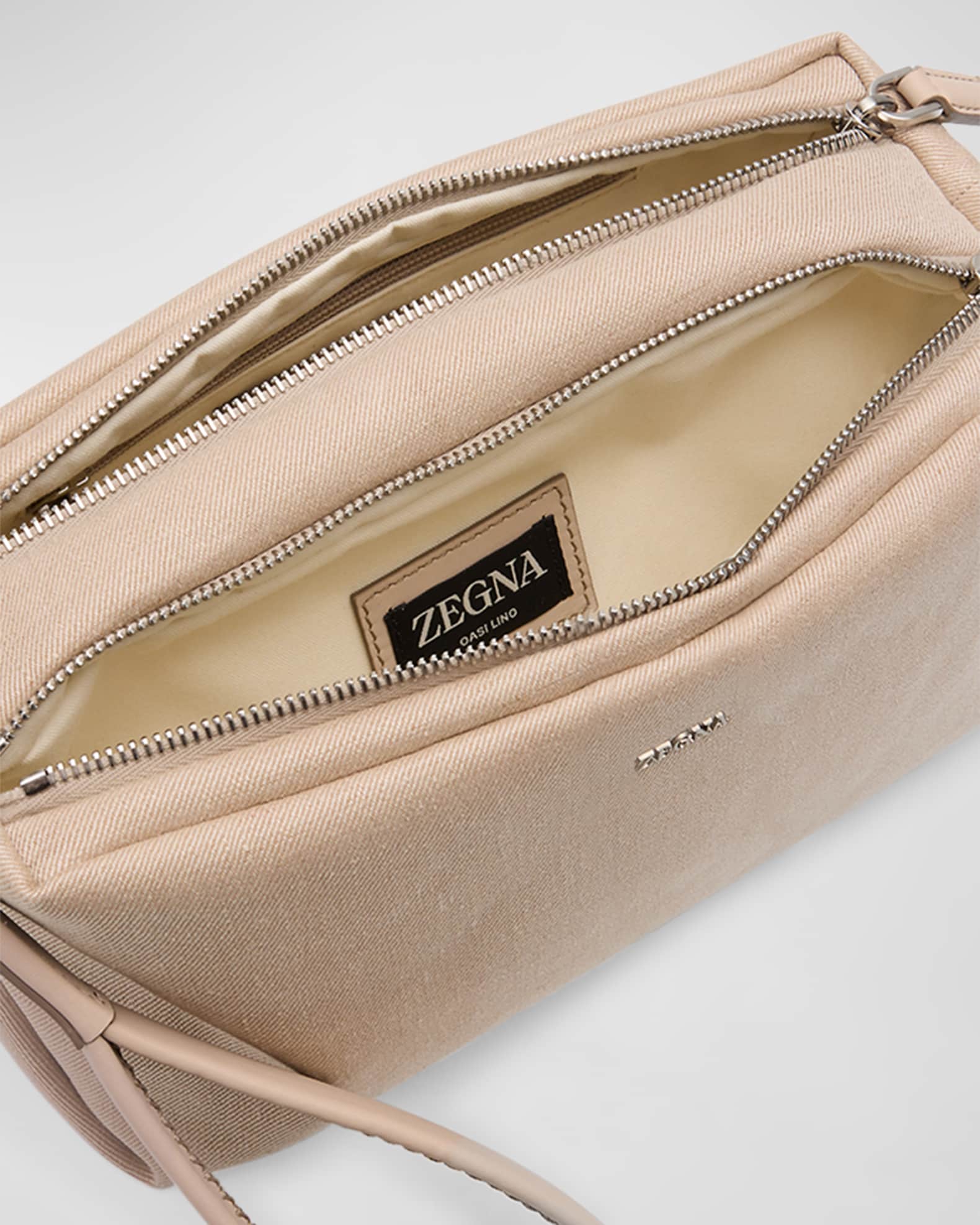 ZEGNA Men's Oasi Lino Double-Zip Pouch | Neiman Marcus