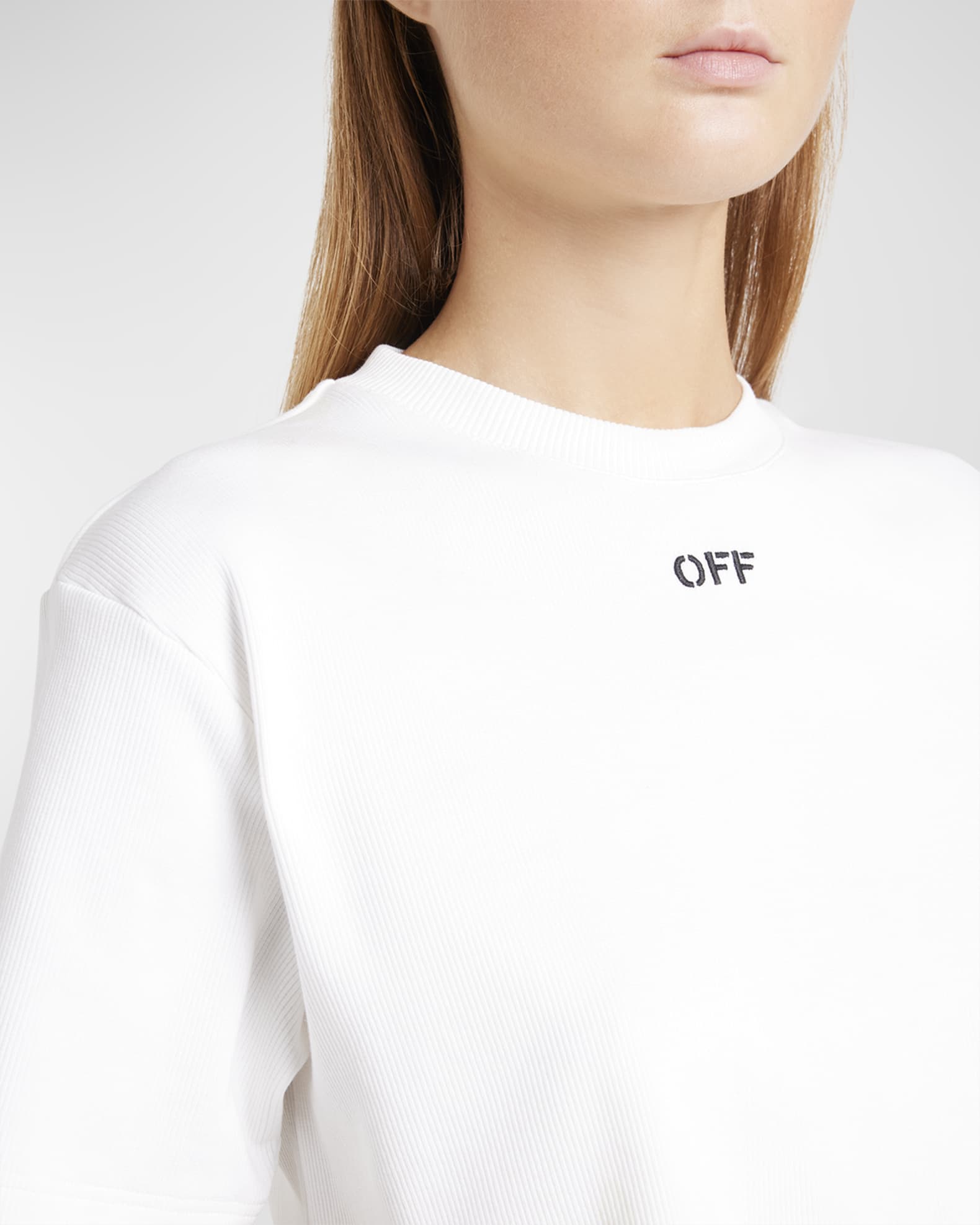 Off-White Off Stamp Rib Crop T-Shirt | Neiman Marcus