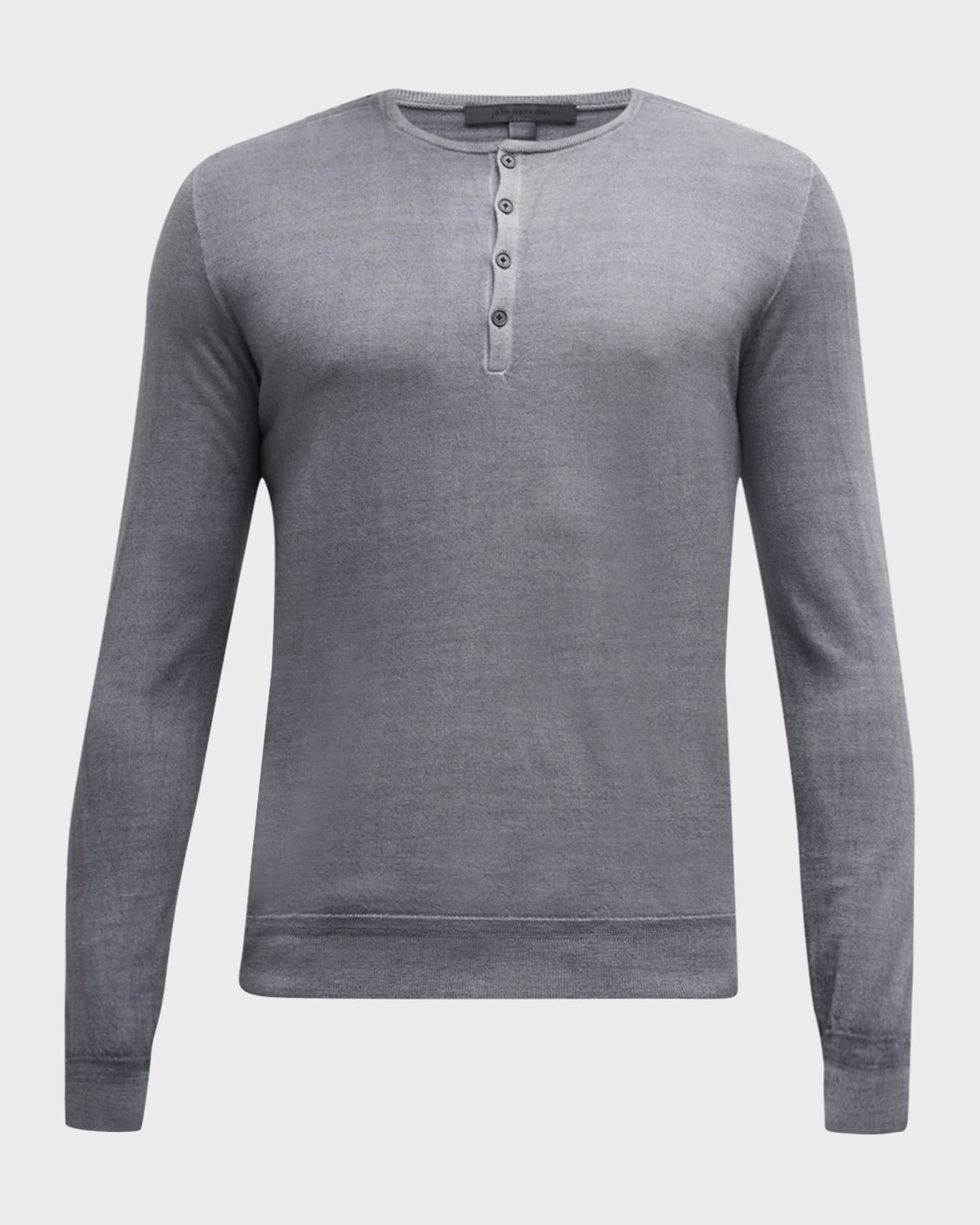 John Varvatos Men's Eren Merino Wool-Blend Henley Shirt | Neiman Marcus