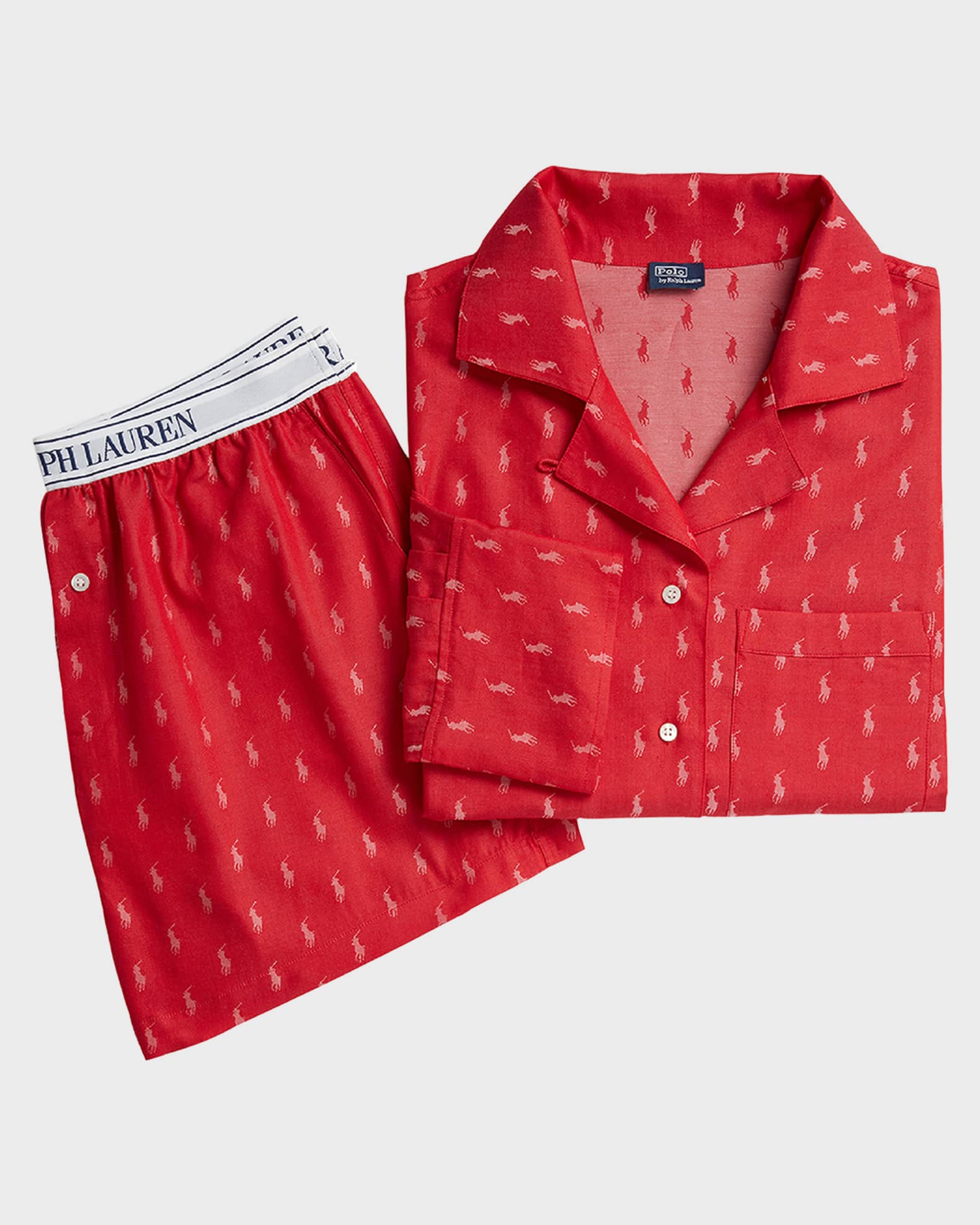 Polo Ralph Lauren Logo-Print Shortie Pajama Set | Neiman Marcus