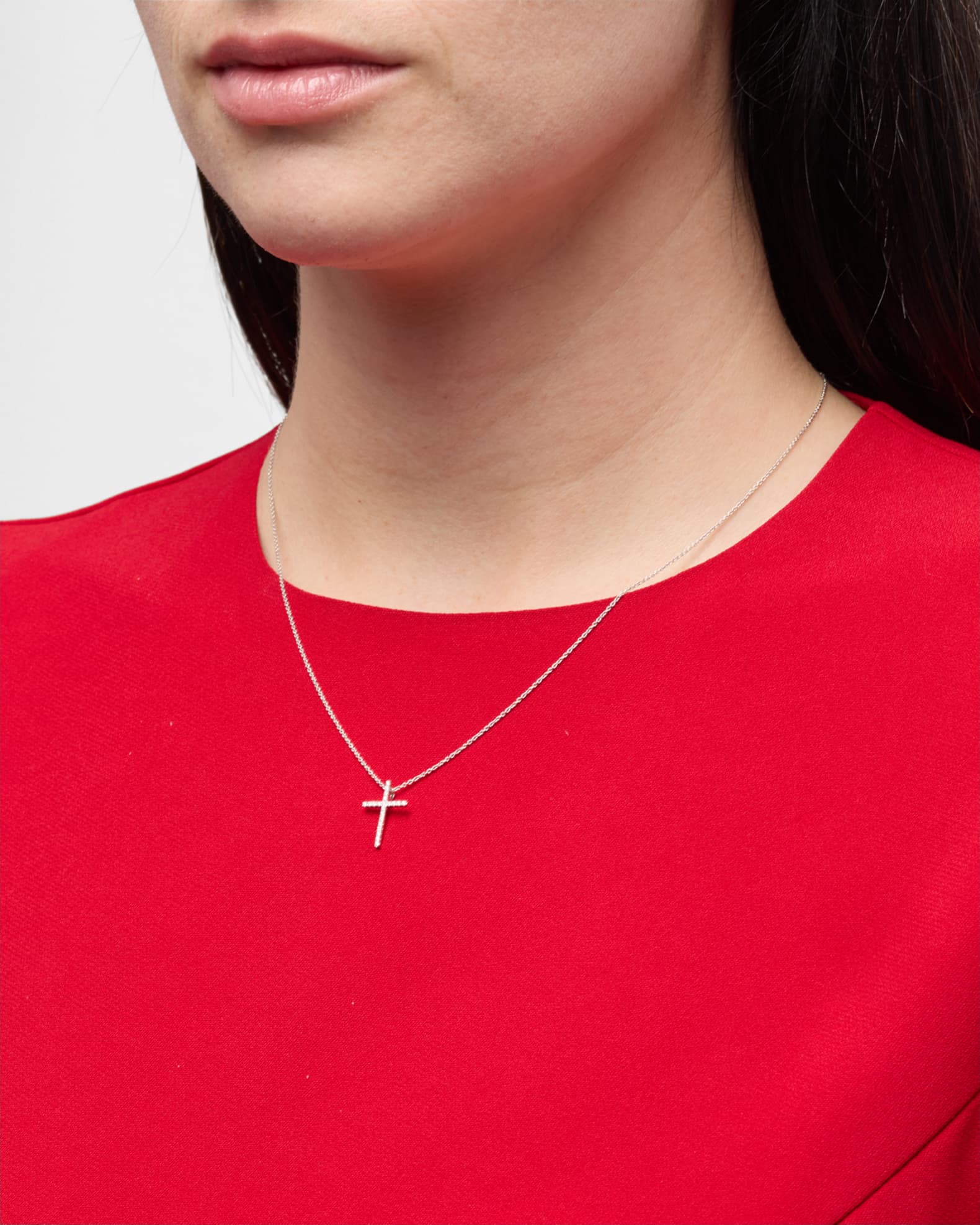 Lisa Nik Talisman 18K White Gold Diamond Petite Cross Pendant Necklace ...