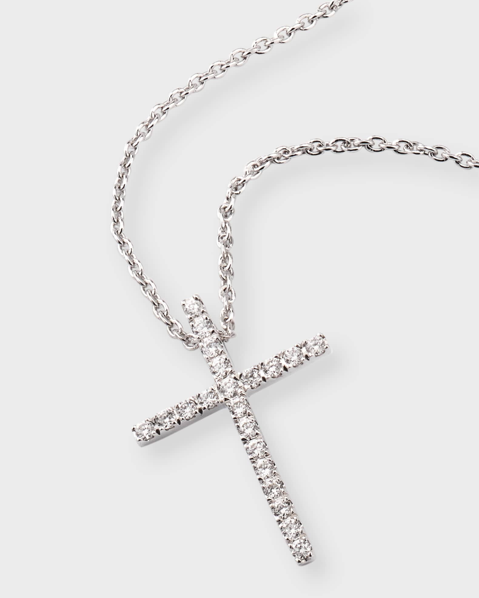 Lisa Nik Talisman 18K White Gold Diamond Petite Cross Pendant Necklace ...