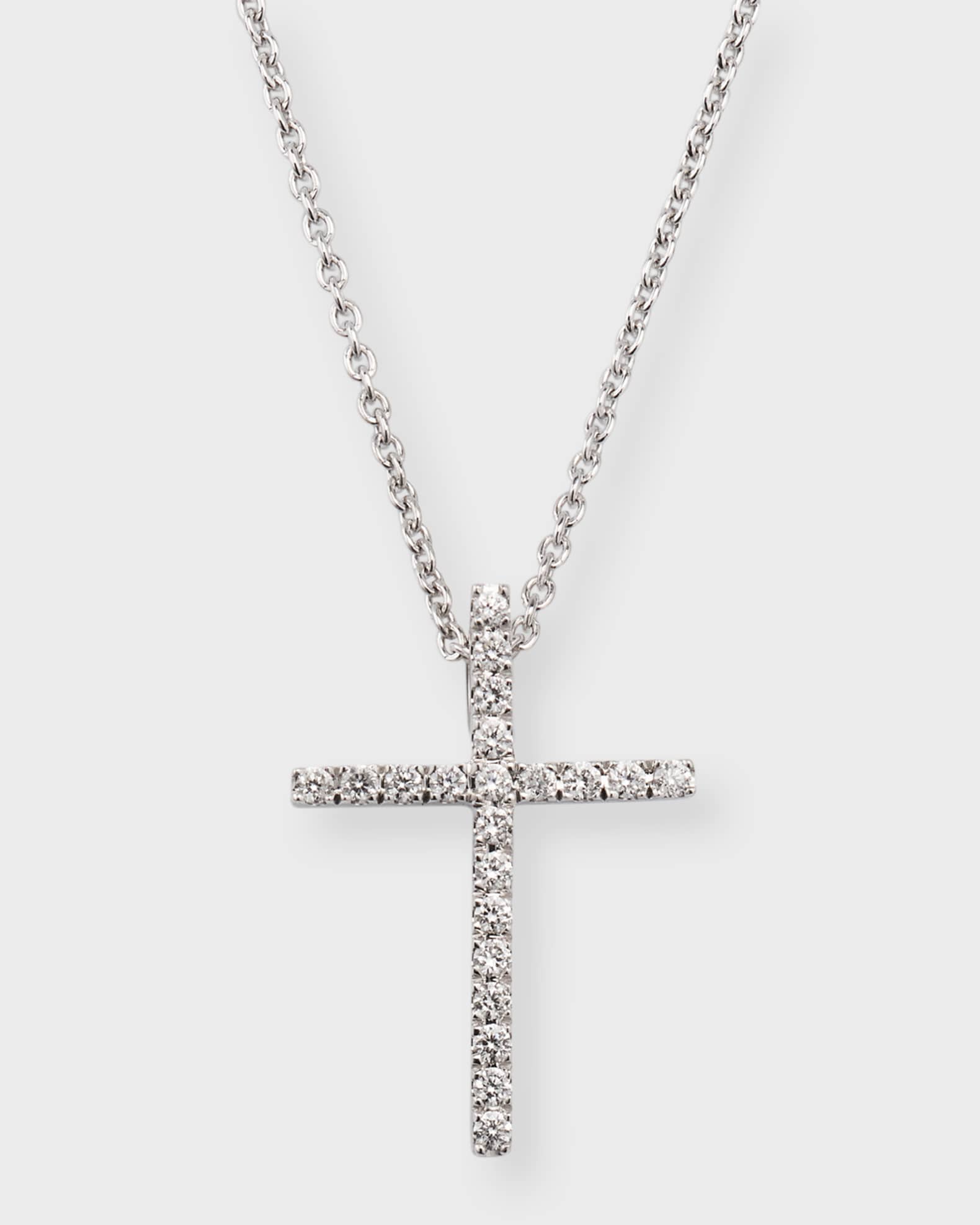 Lisa Nik Talisman 18K White Gold Diamond Petite Cross Pendant Necklace ...