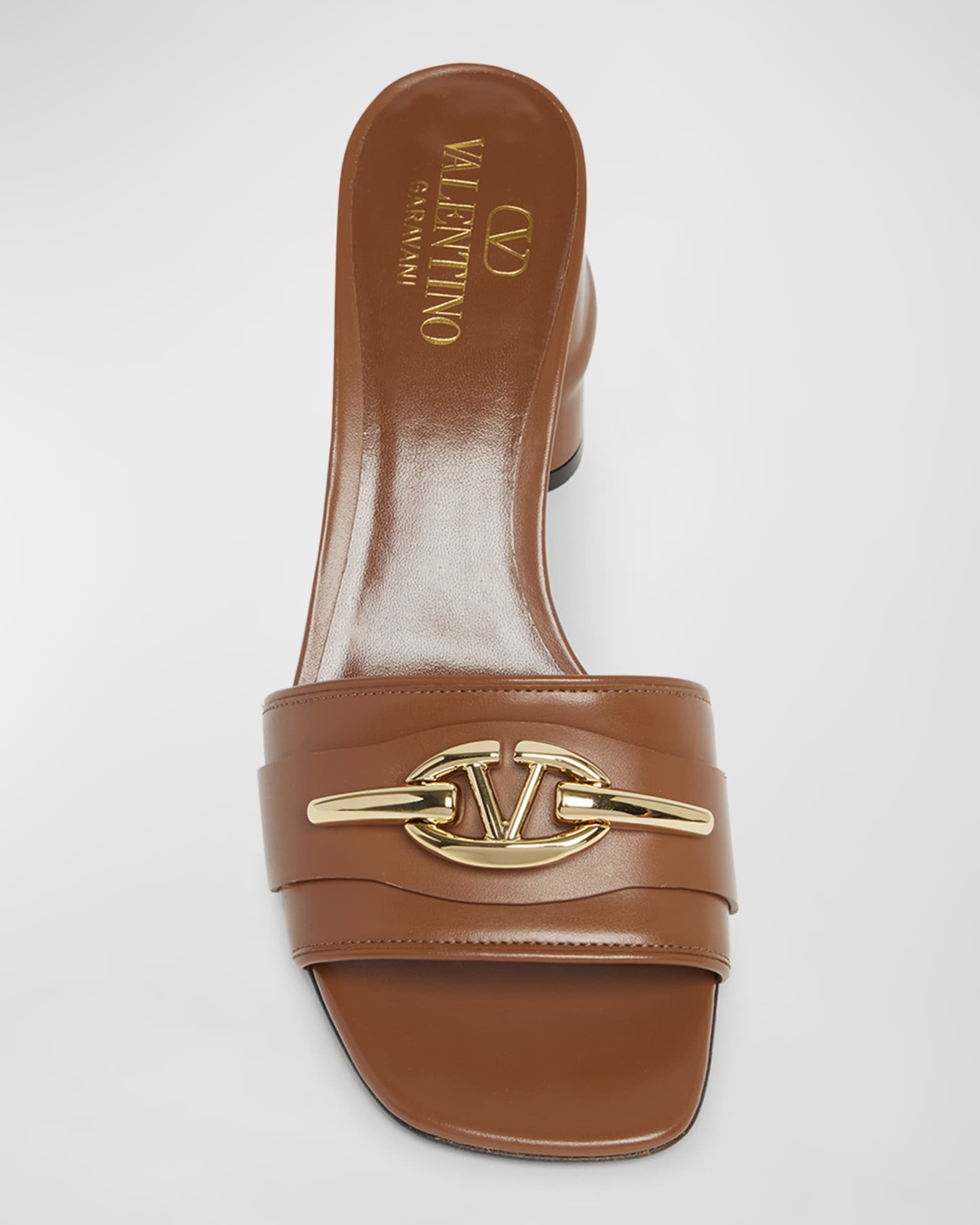 Valentino Garavani VLogo Medallion Leather Mule Sandals | Neiman Marcus
