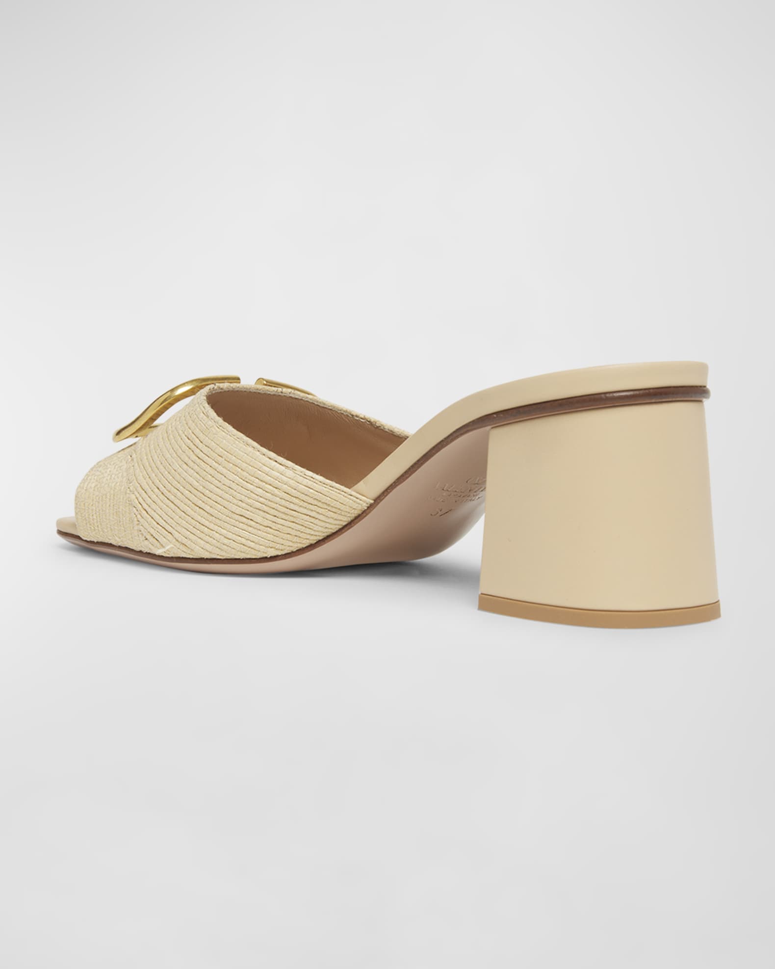 Valentino Garavani VLogo Medallion Raffia Slide Sandals | Neiman Marcus