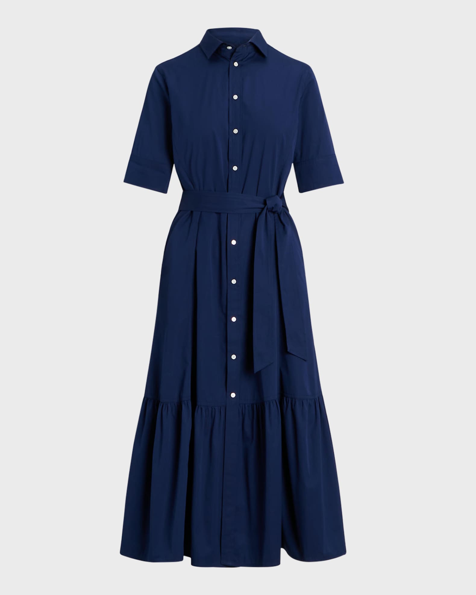 Polo Ralph Lauren Tiered Cotton Midi Shirtdress | Neiman Marcus