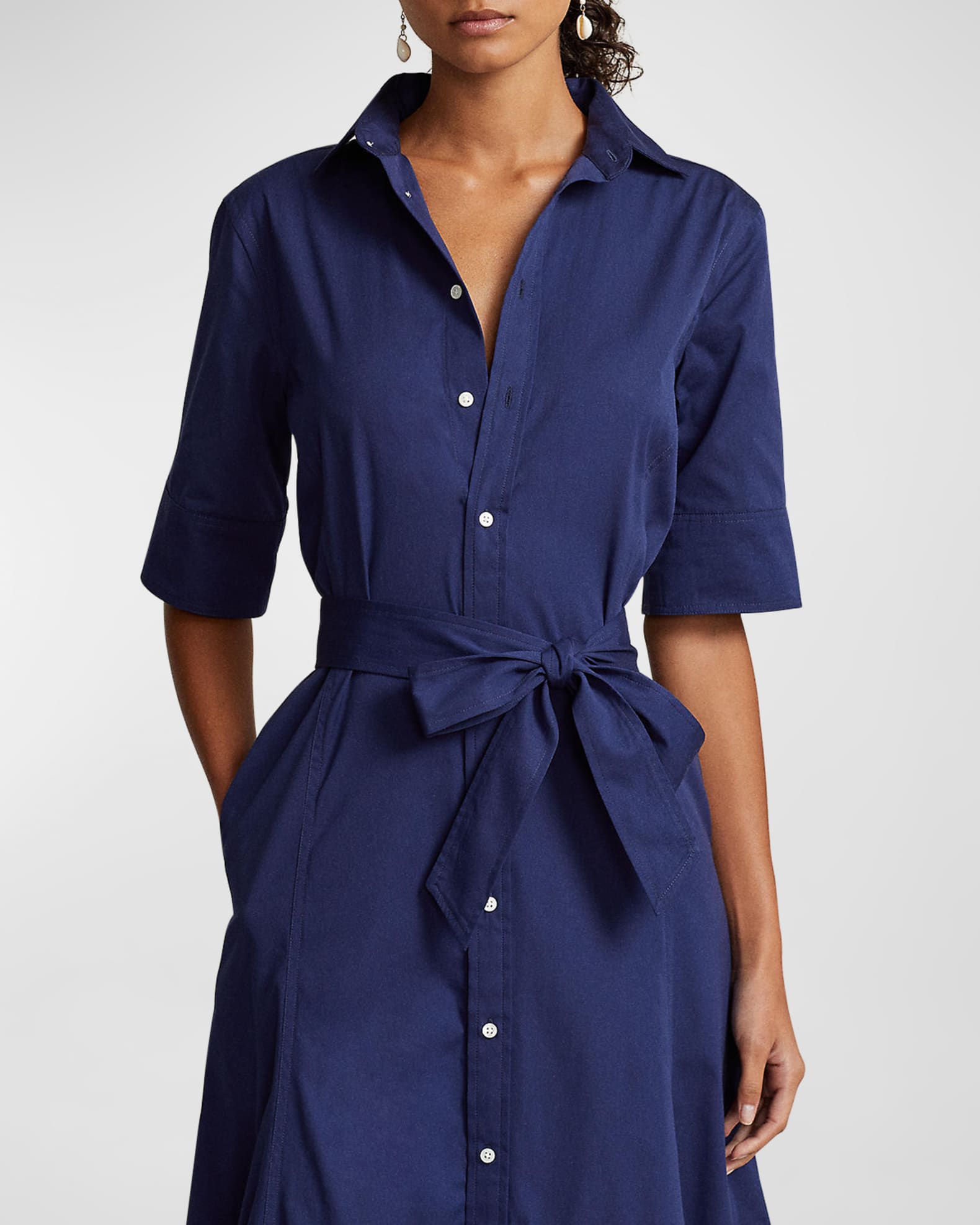 Polo Ralph Lauren Tiered Cotton Midi Shirtdress | Neiman Marcus