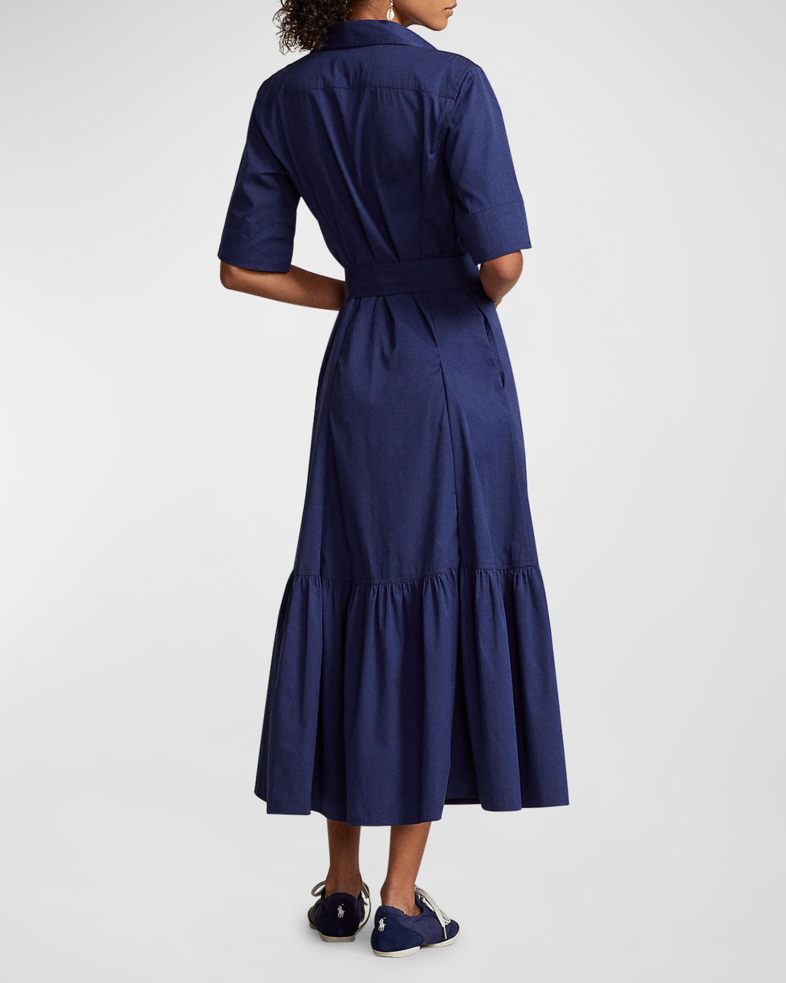 Polo Ralph Lauren Tiered Cotton Midi Shirtdress | Neiman Marcus