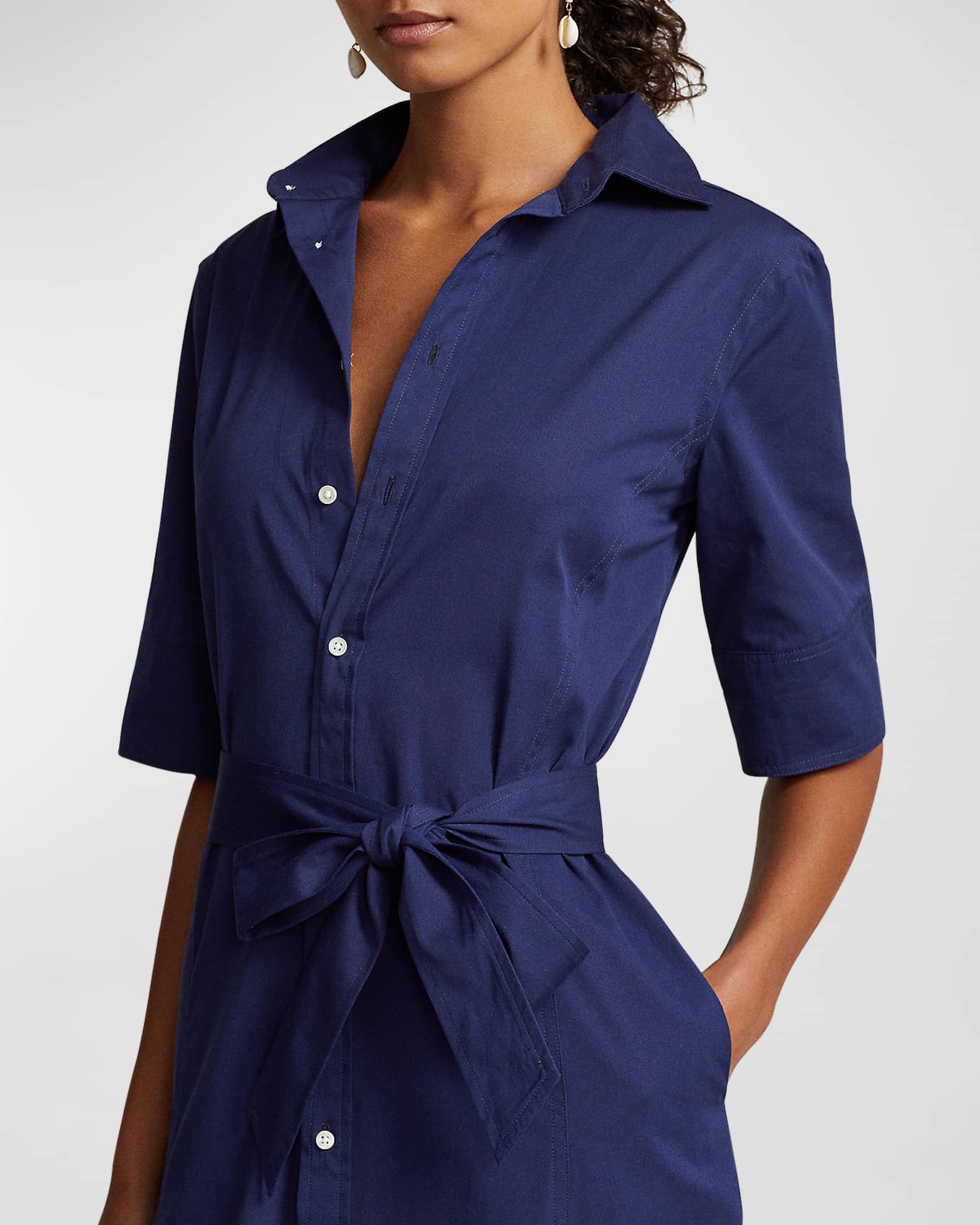 Polo Ralph Lauren Tiered Cotton Midi Shirtdress | Neiman Marcus
