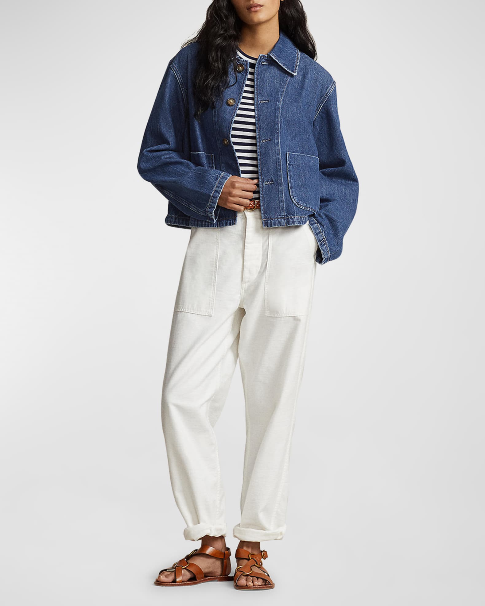 Polo Ralph Lauren Cropped Denim Car Coat | Neiman Marcus