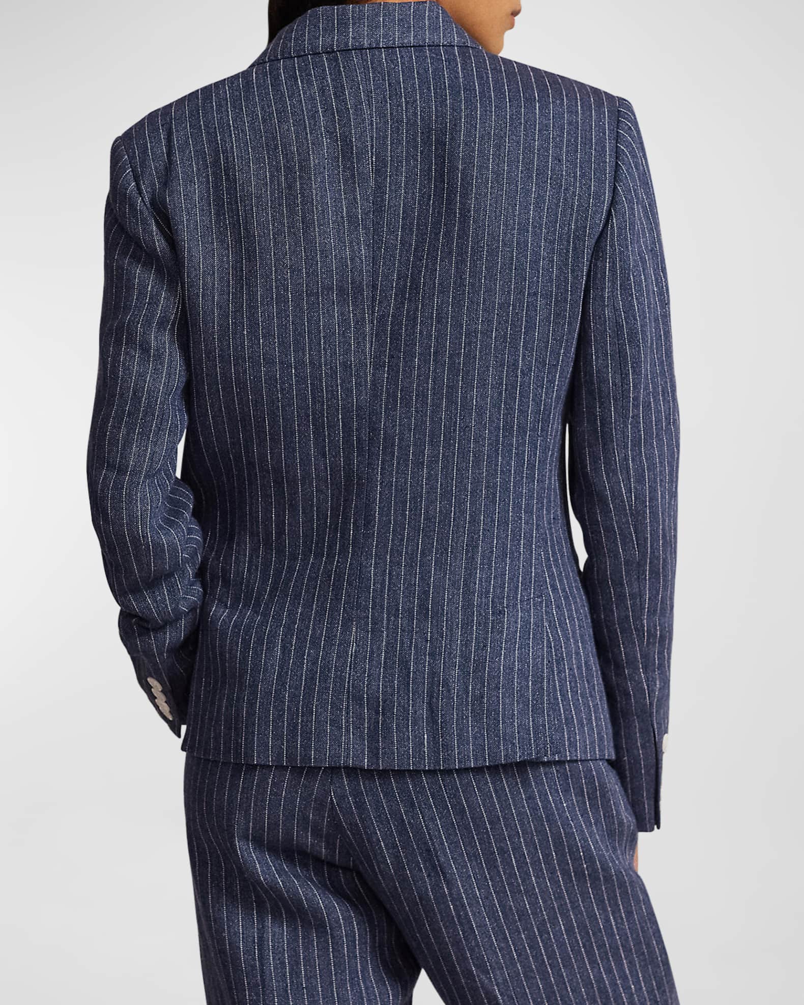 Polo Ralph Lauren Pinstripe Linen Double-Breasted Blazer | Neiman Marcus