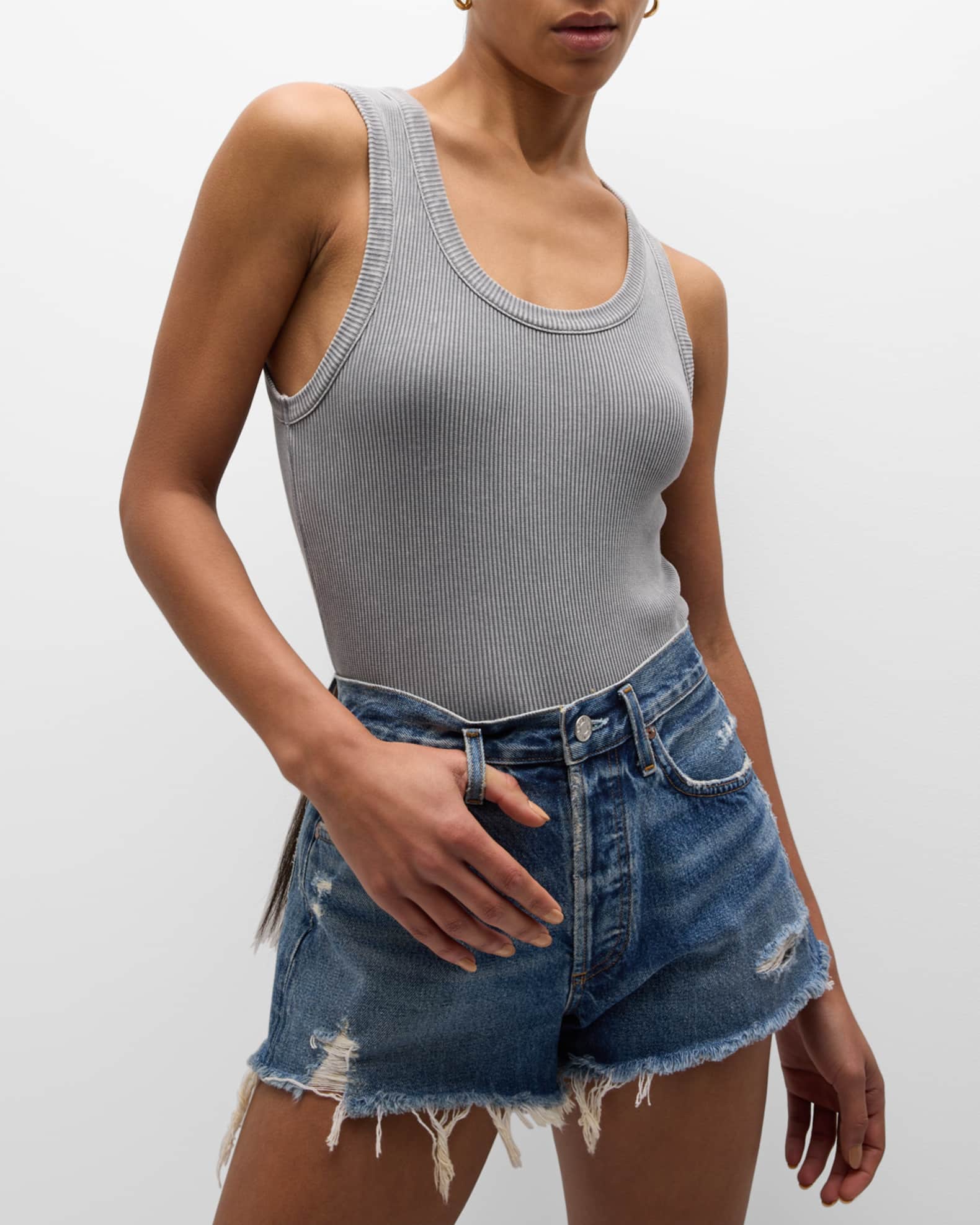 AGOLDE Poppy Scoop-Neck Tank Top | Neiman Marcus