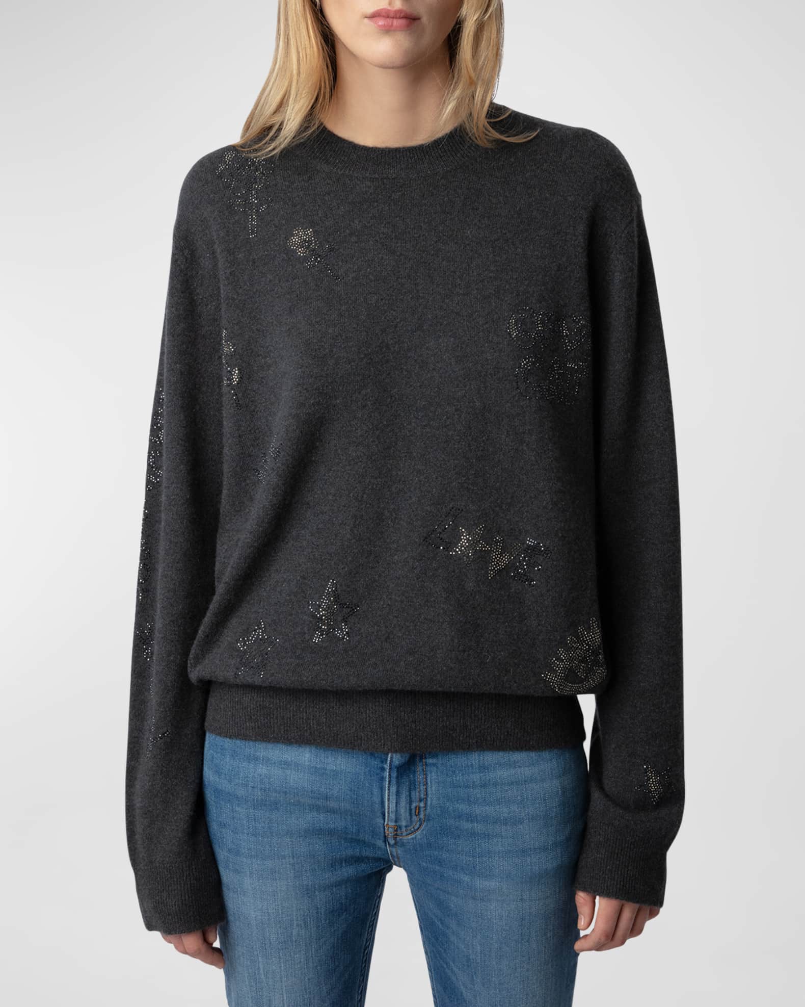 Zadig & Voltaire Pravis Embellished Cashmere Sweater | Neiman Marcus