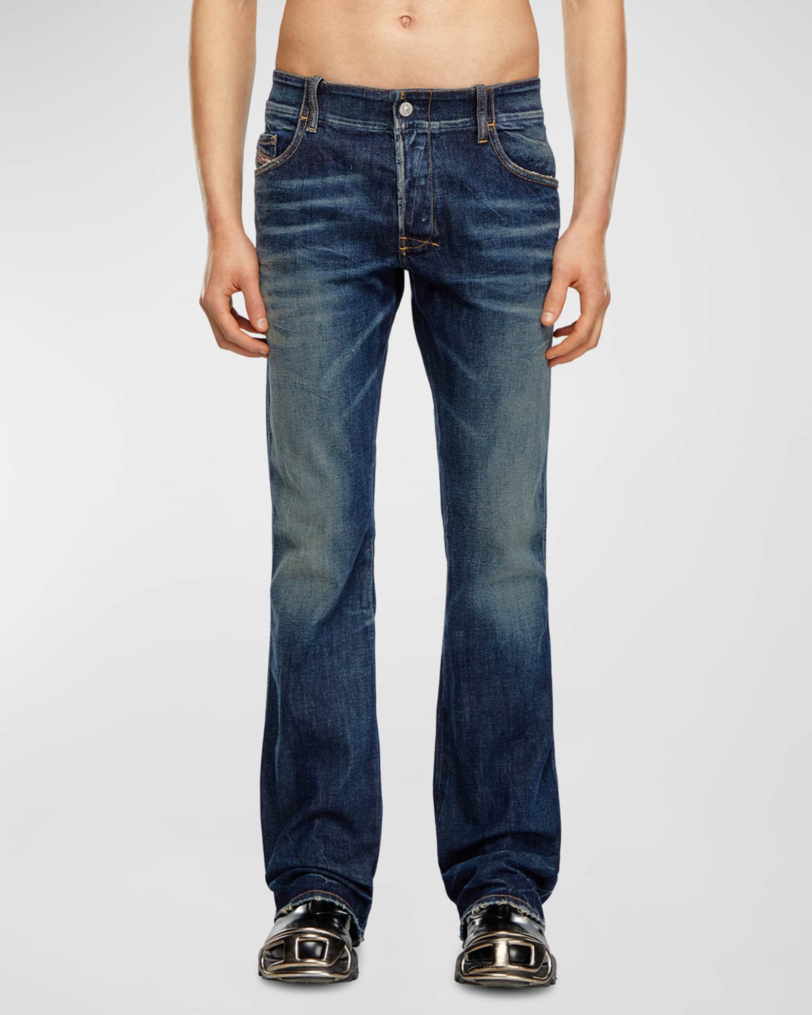 Diesel Men's Bootcut Jeans with Back Buckle | Neiman Marcus