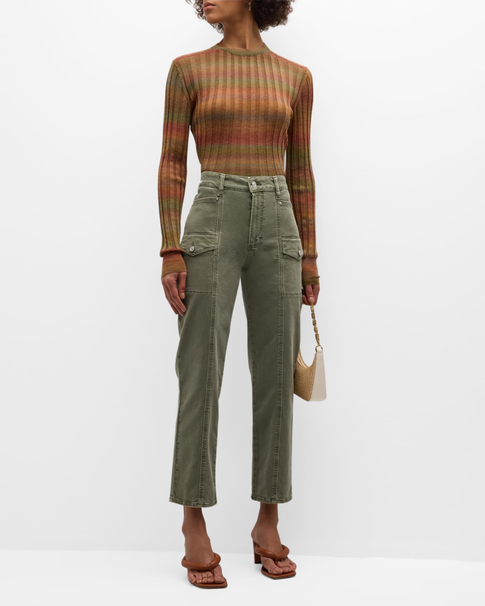 PAIGE Alexis Cropped Cargo Jeans | Neiman Marcus