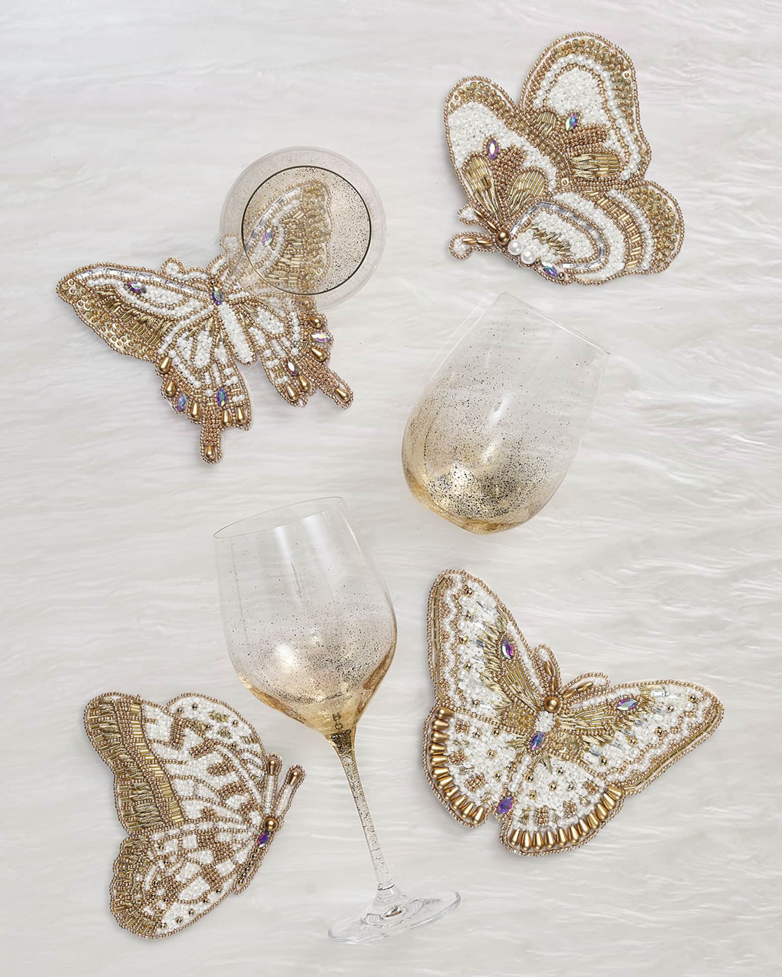Kim Seybert Papillon Beaded Coasters, Set of 4 | Neiman Marcus