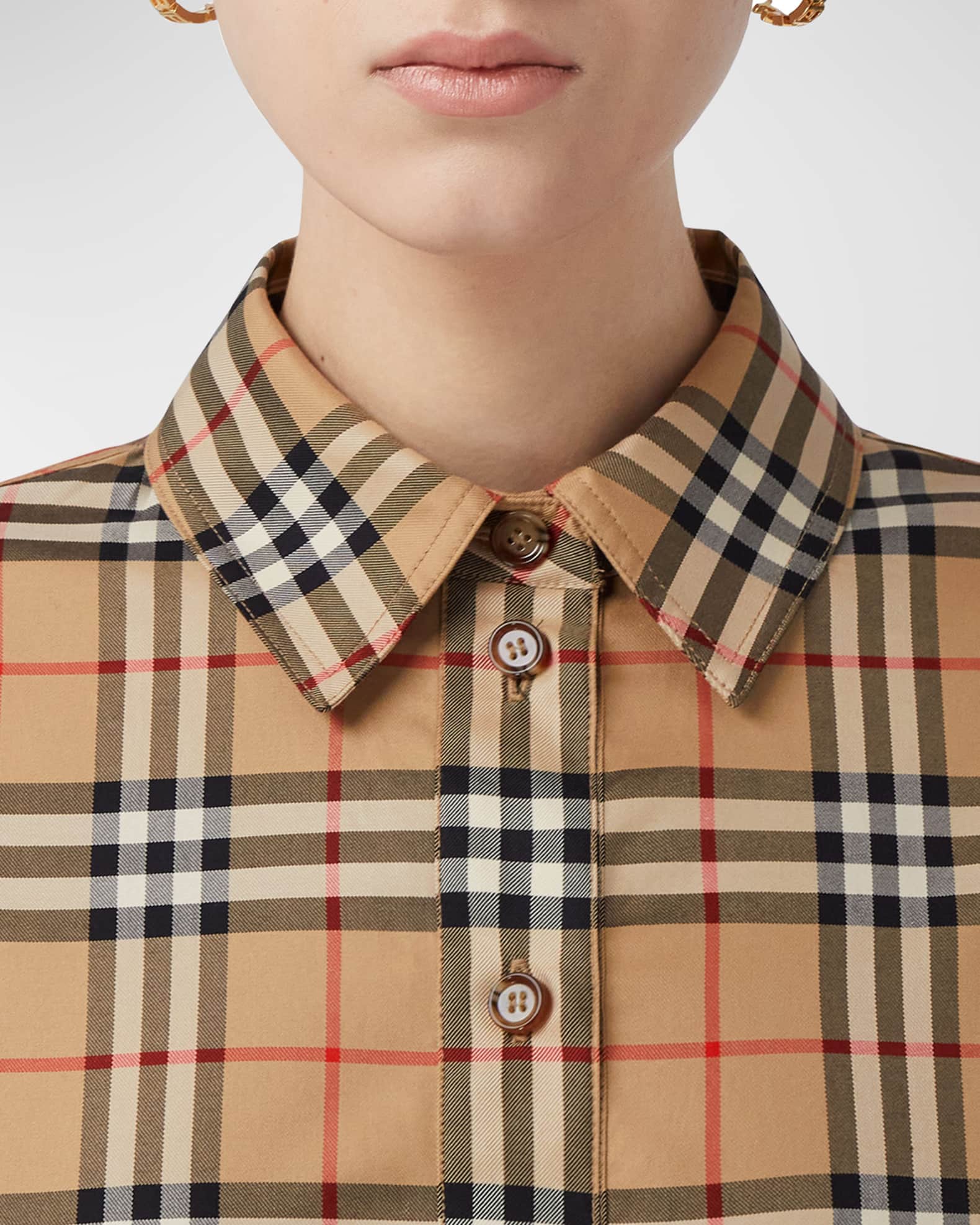 Burberry Kari Check Belted Shirtdress | Neiman Marcus