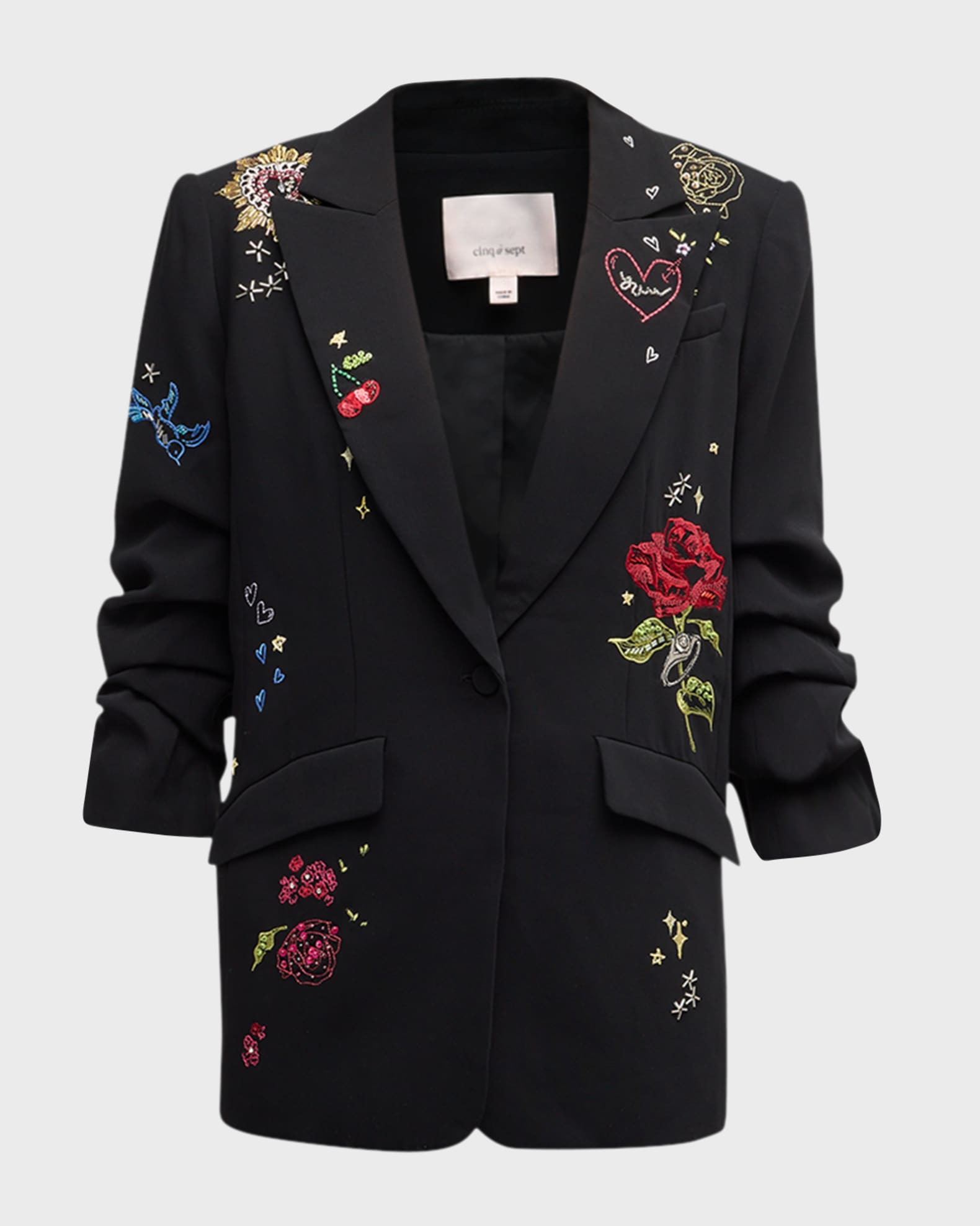 Cinq a Sept Kelsa Daydream Doodles Embroidered Blazer | Neiman Marcus